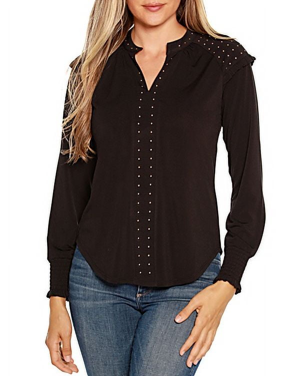 MSRP $80 Belldini Womens Label Embellished Split Neck Blouse Size Small ...