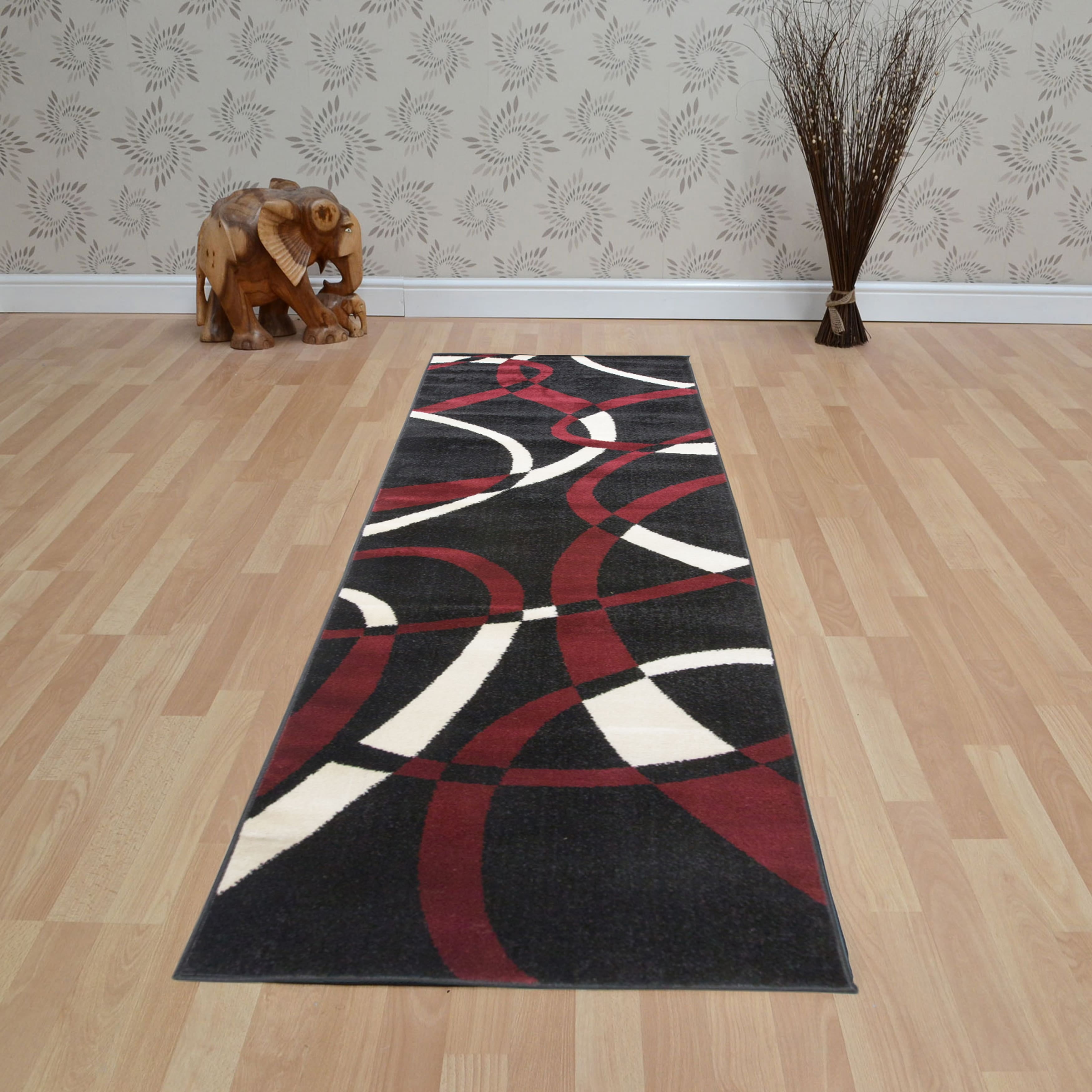 MSRUGS Frize Collection Conwy Polypropylene Area Rug Black/ Red 2' x 5 ...