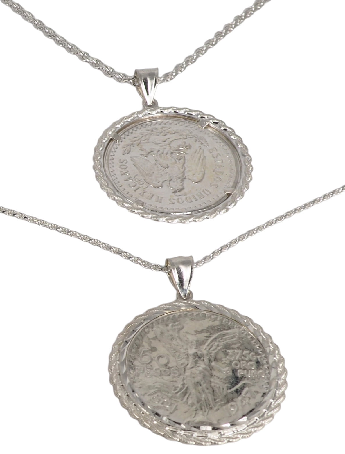 MST 925 Sterling Silver Mexican 50 Peso Centenario Coin Bezel Rope Edge ...