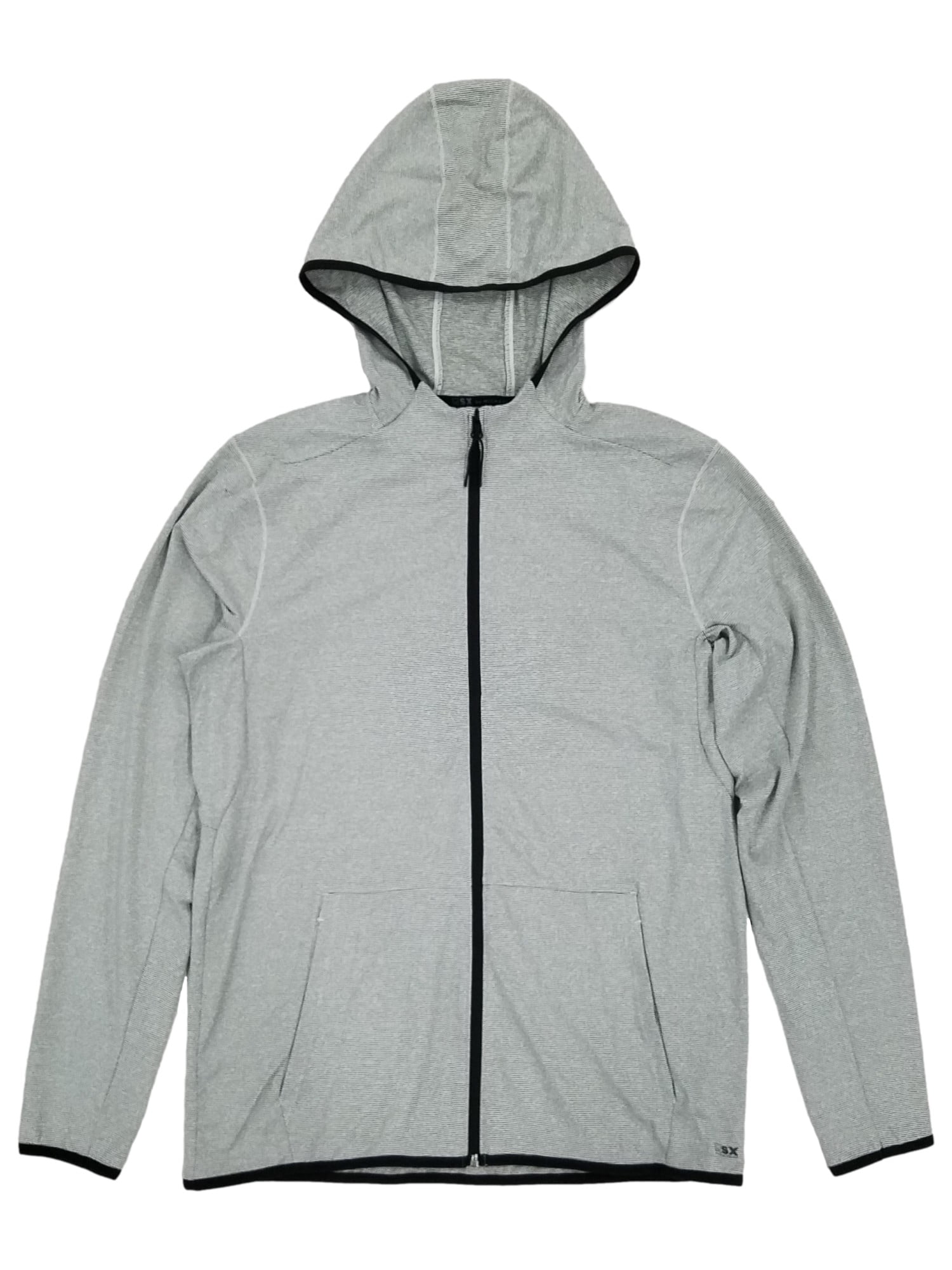 MSX By Michael Strahan Mens Light Gray Lightweight Zip Hoodie Jacket ...