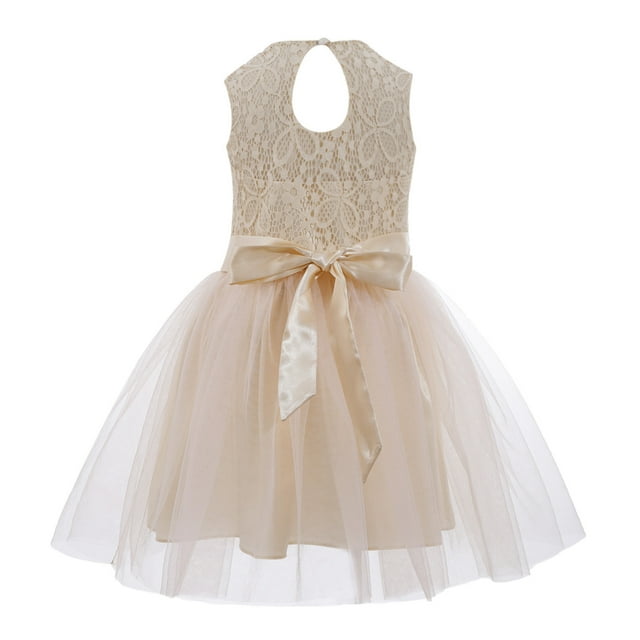 MSemis 2Pcs Kids Girls Sleeveless Lace Crochet Splice Mesh Flower Girl ...