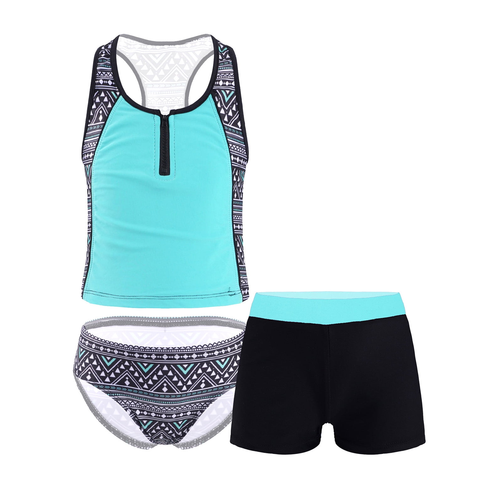 MSemis 3 PCS Girls Tankini Bathing Suits Floral Summer Beach Swimsuits ...