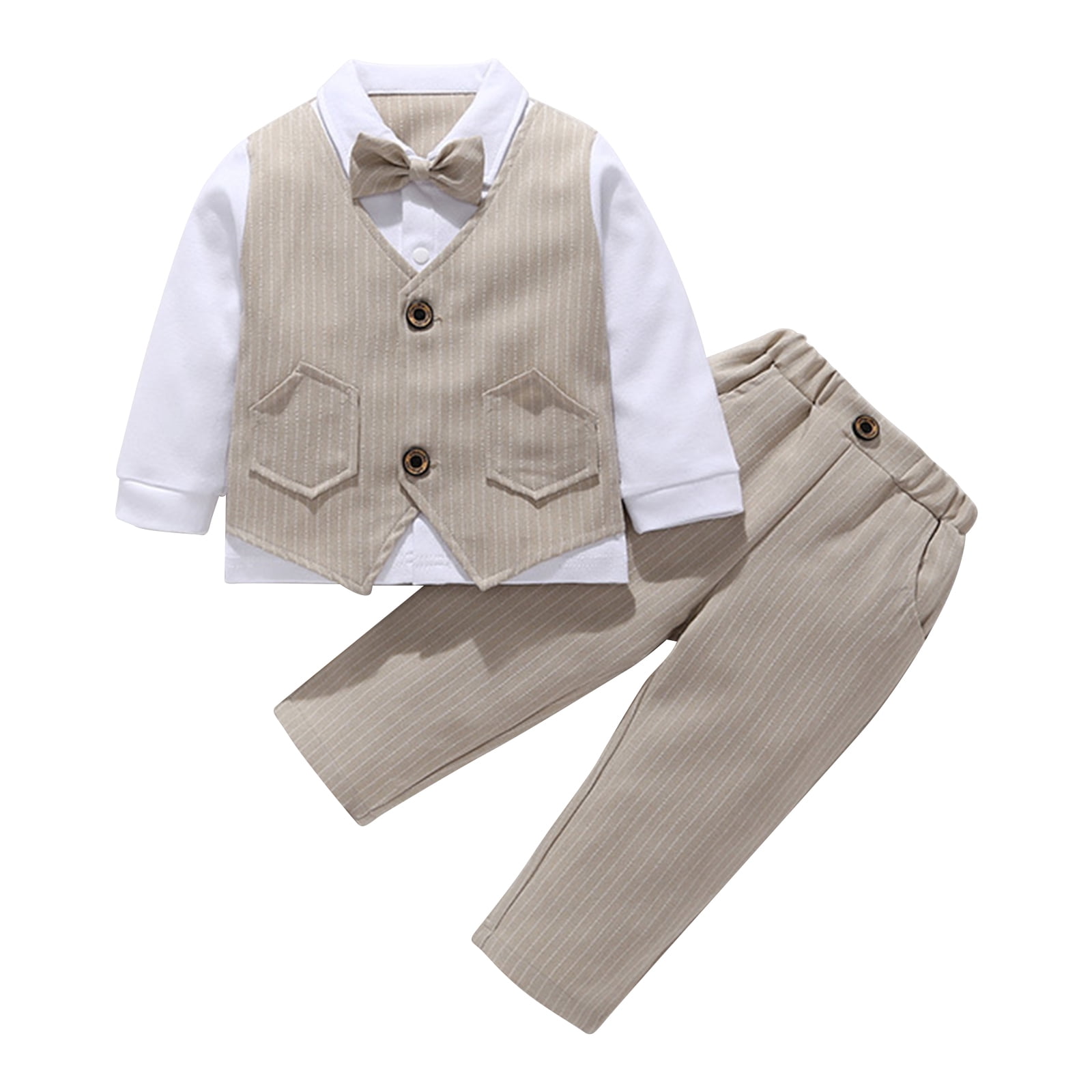 MSemis Baby Boys Toddler 2 Pieces Striped Long Sleeve Shirt Pant Formal ...