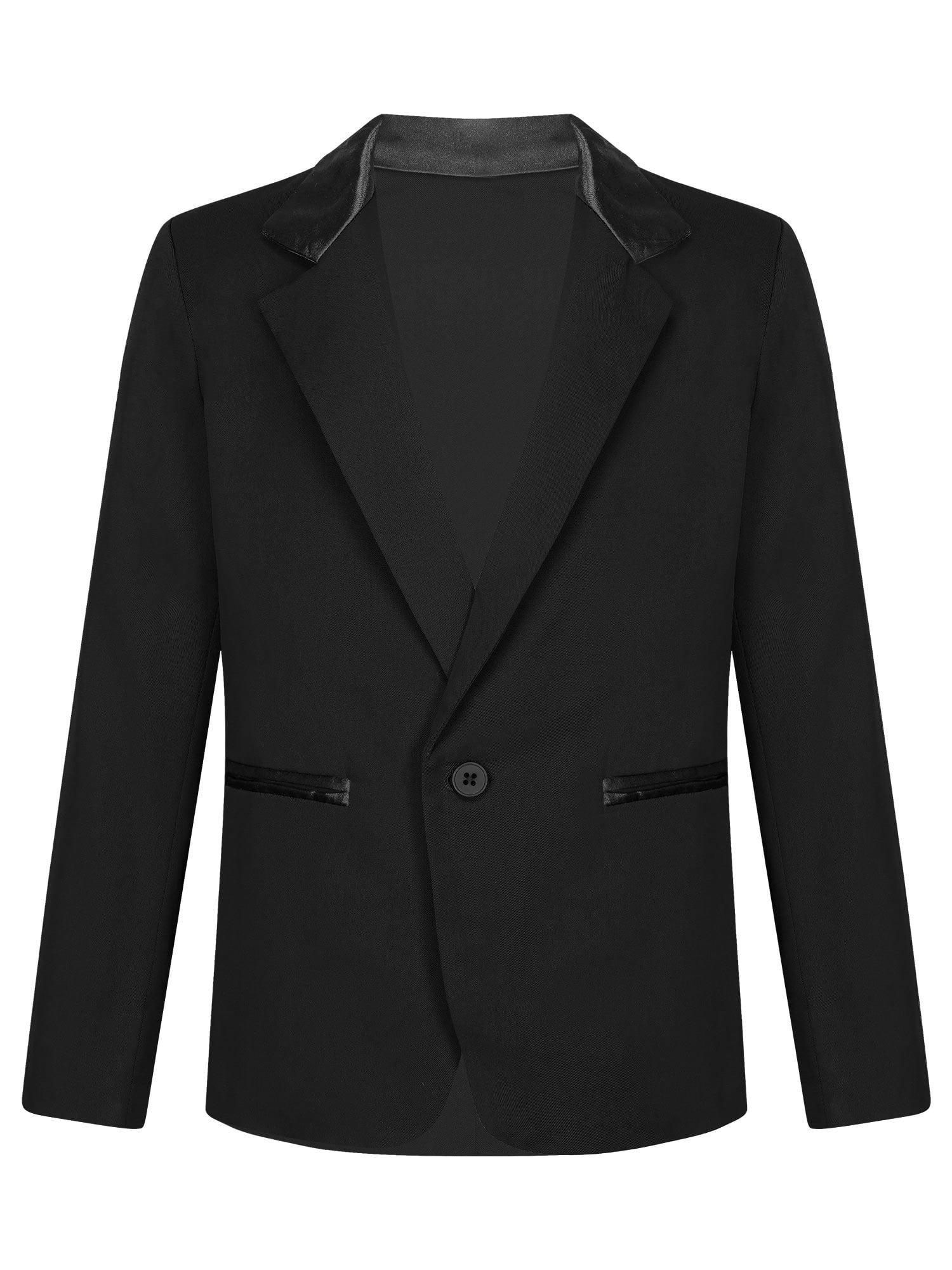 MSemis Boys' Blazer Suit Jacket Vest Button Formal Suit Black 14 ...