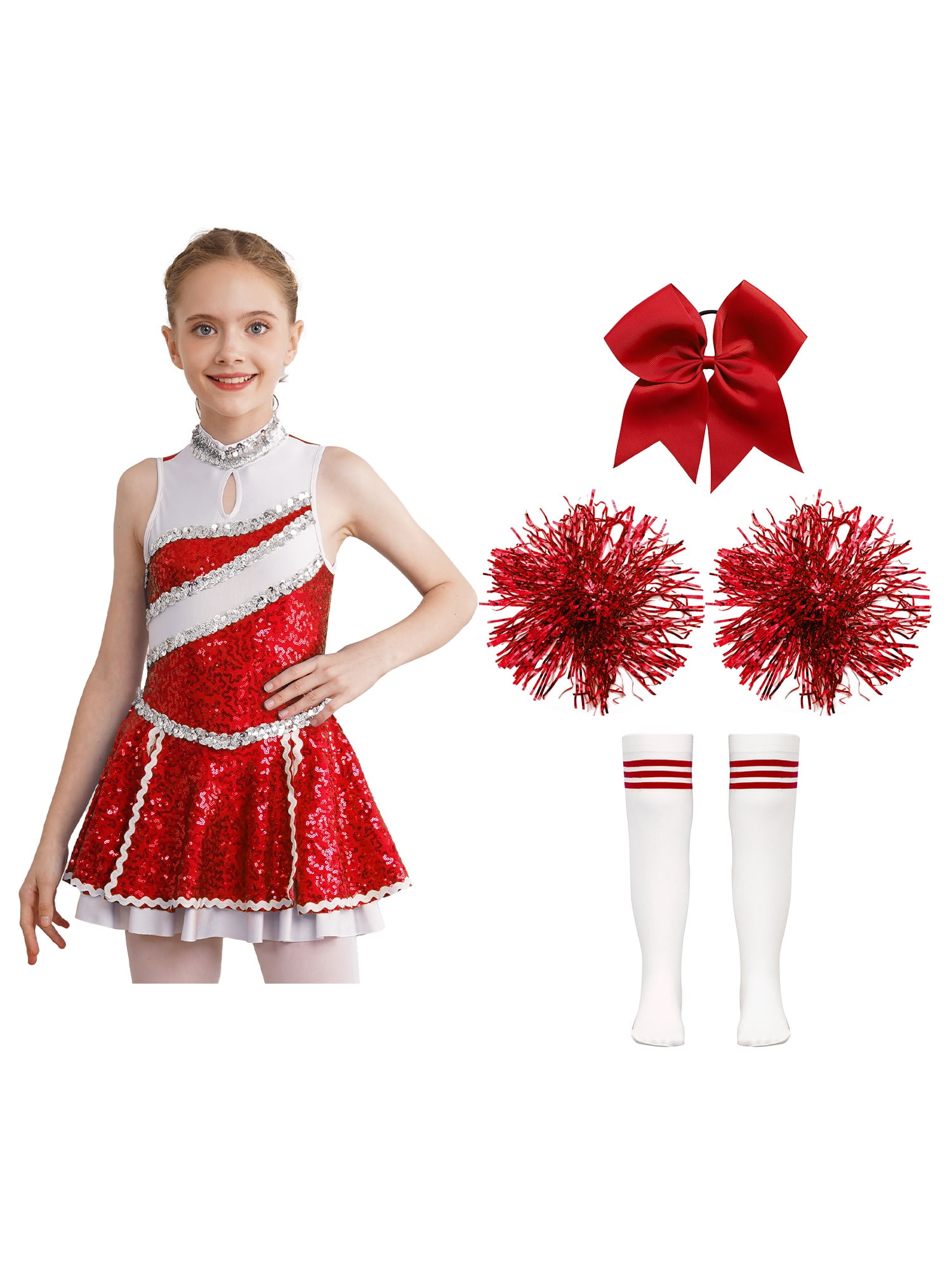 MSemis Cheer Outfits Cheer Leader Halloween Costume 6-16 Teen Girls B ...