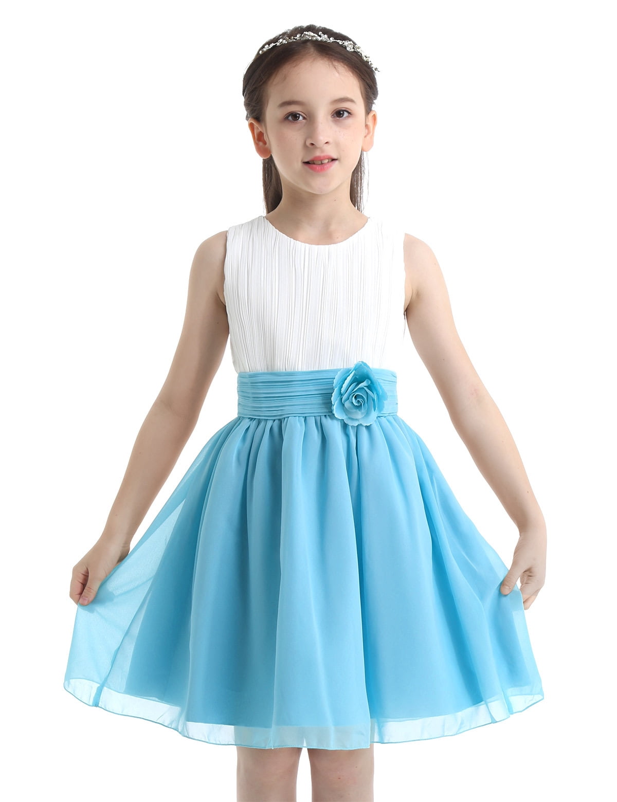 MSemis Flower Girls Dress Sleeveless One-Piece Sundress Wedding Pageant ...