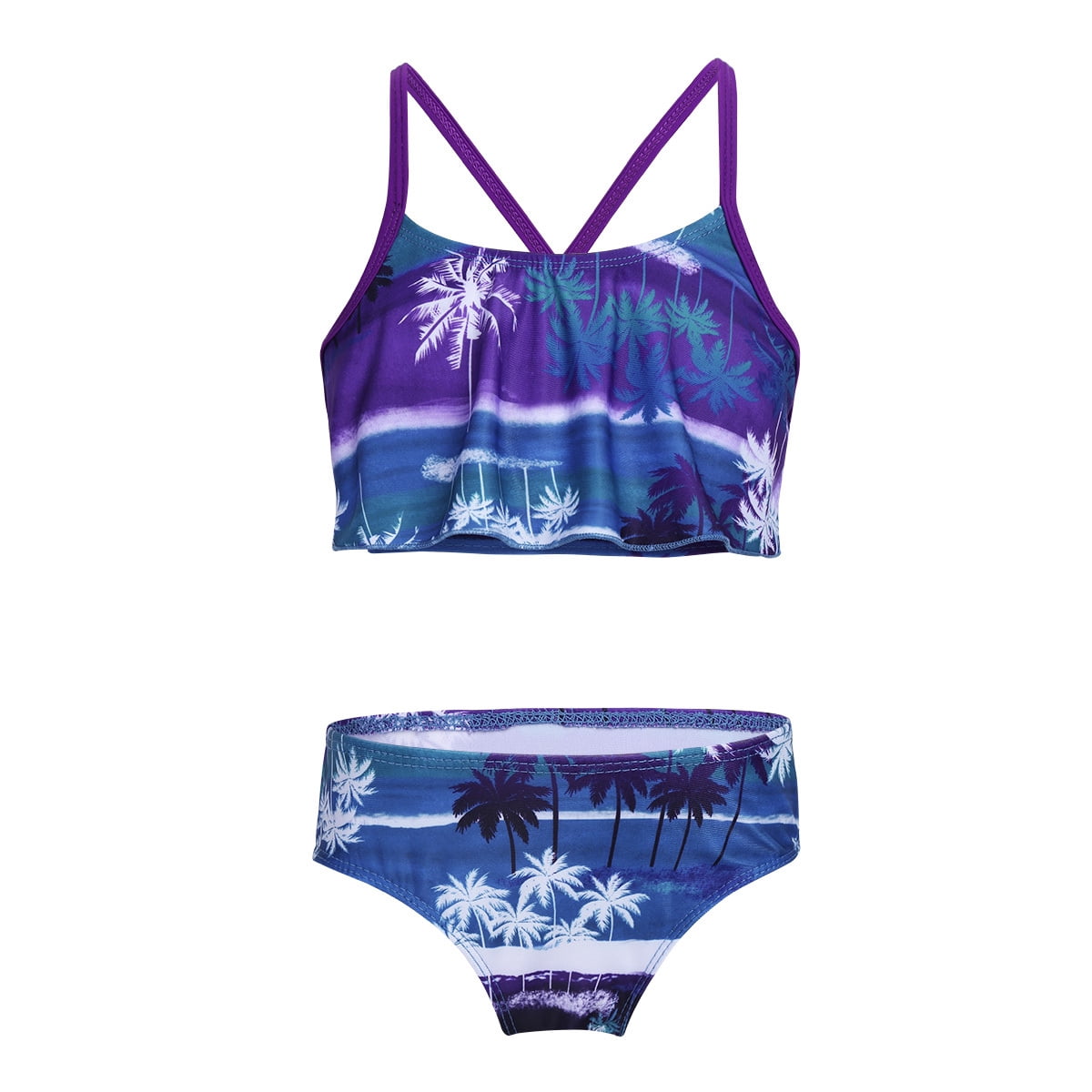 MSemis Girl's Tropical Palm Printed Tankini Sets Swimwear - Walmart.com