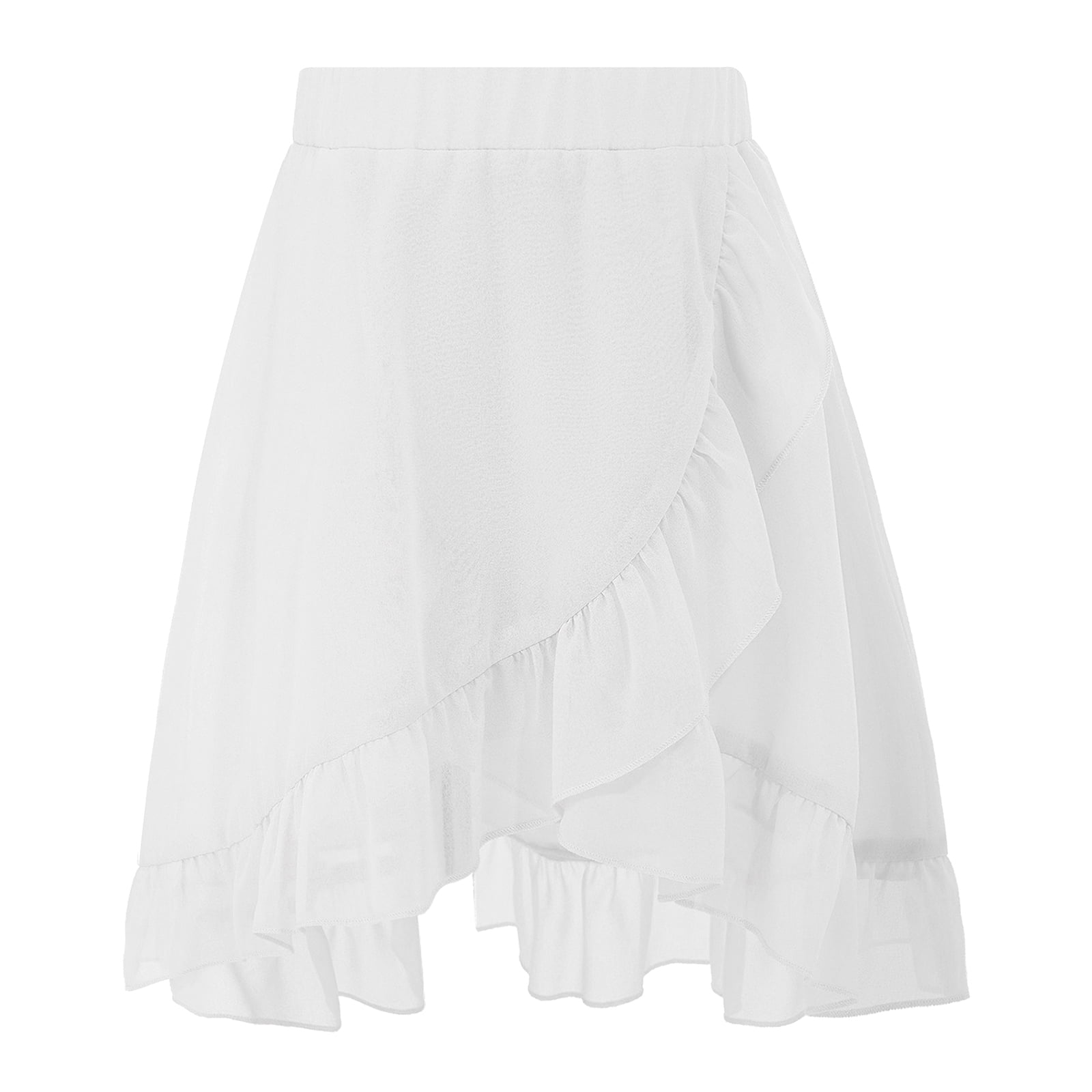MSemis Girls Ballet Dance Wrap Skirt Ruffle Hem Slit Chiffon Skirt ...