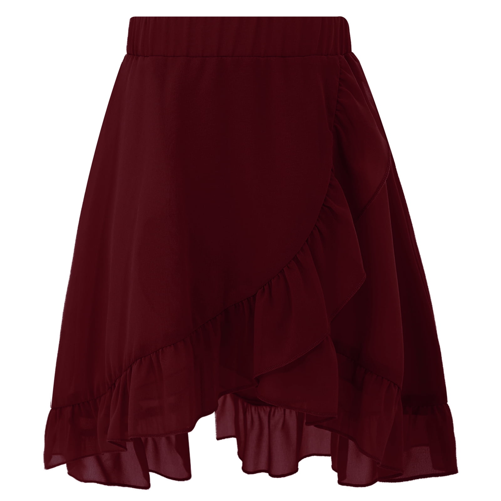 MSemis Girls Ballet Dance Wrap Skirt Ruffle Hem Slit Chiffon Skirt ...