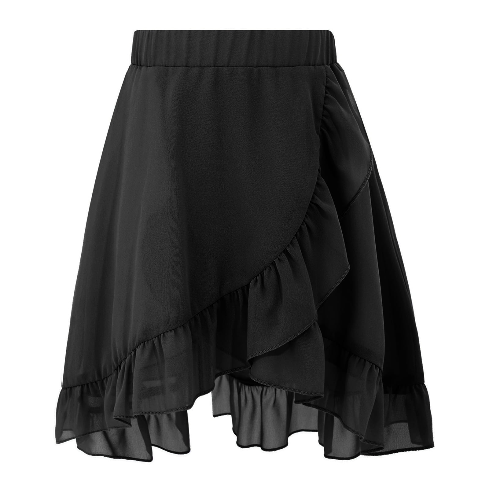 MSemis Girls Ballet Dance Wrap Skirt Ruffle Hem Slit Chiffon Skirt ...