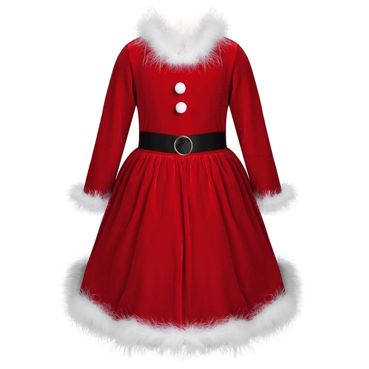 MSemis Girls Christmas Santa Costumes Red Velvet Faux Fur Princess ...
