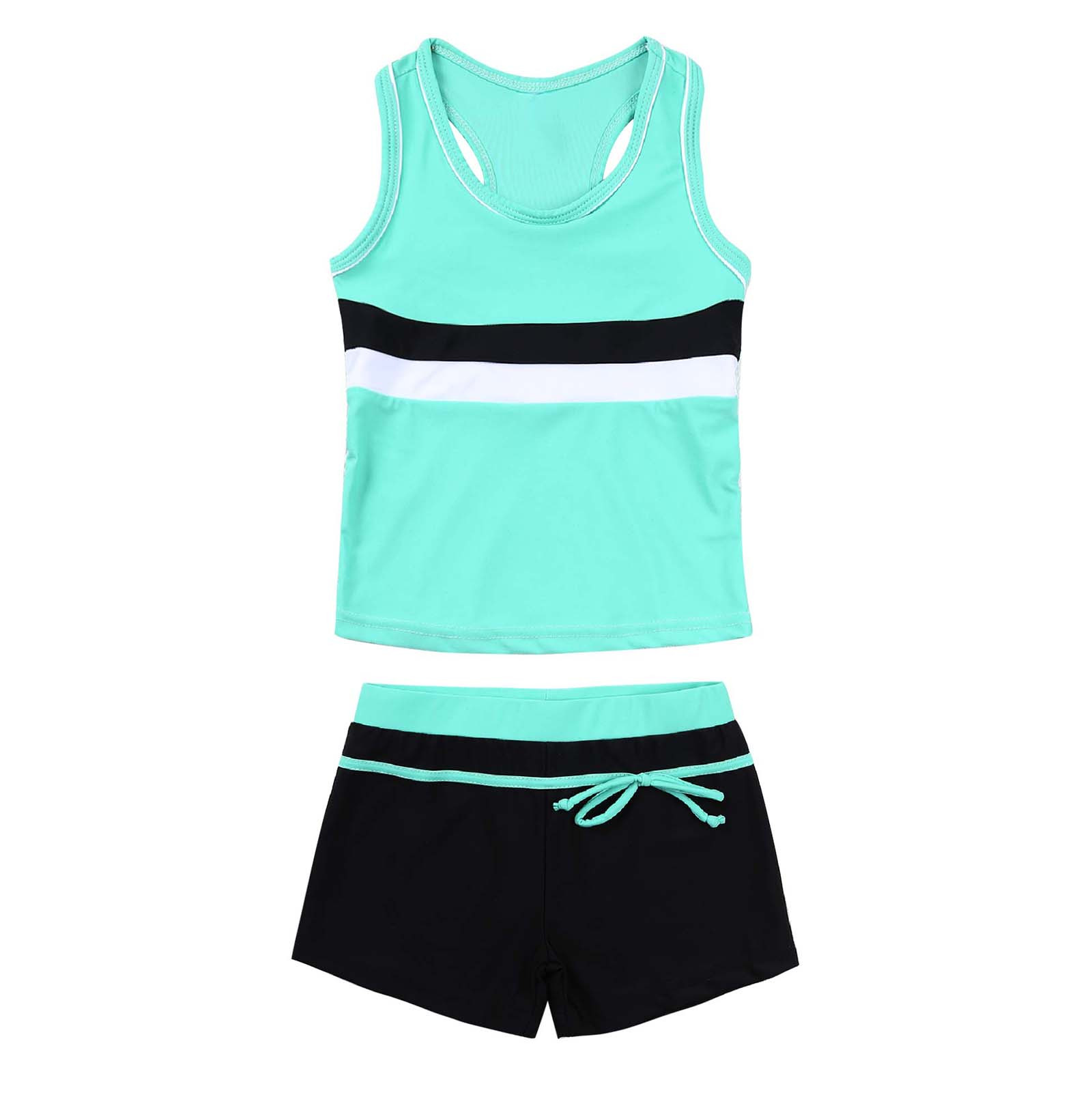 MSemis Girls Kids Two-Piece Tankini Racer-Back Tank Tops Boyshort ...