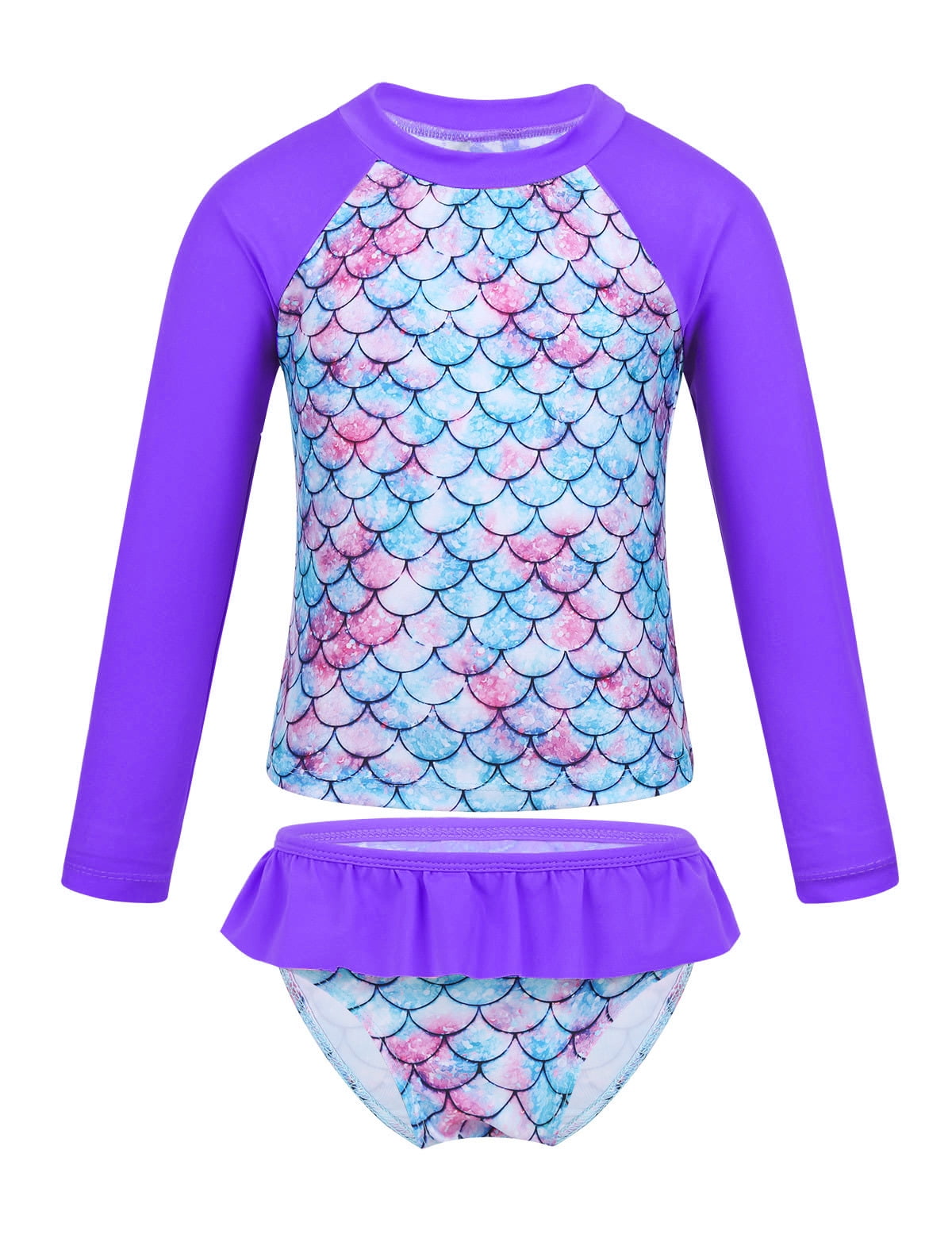 MSemis Girls Mermaid Swimsuit 2-Pieces Rash Guard Sets Bathing Suit ...