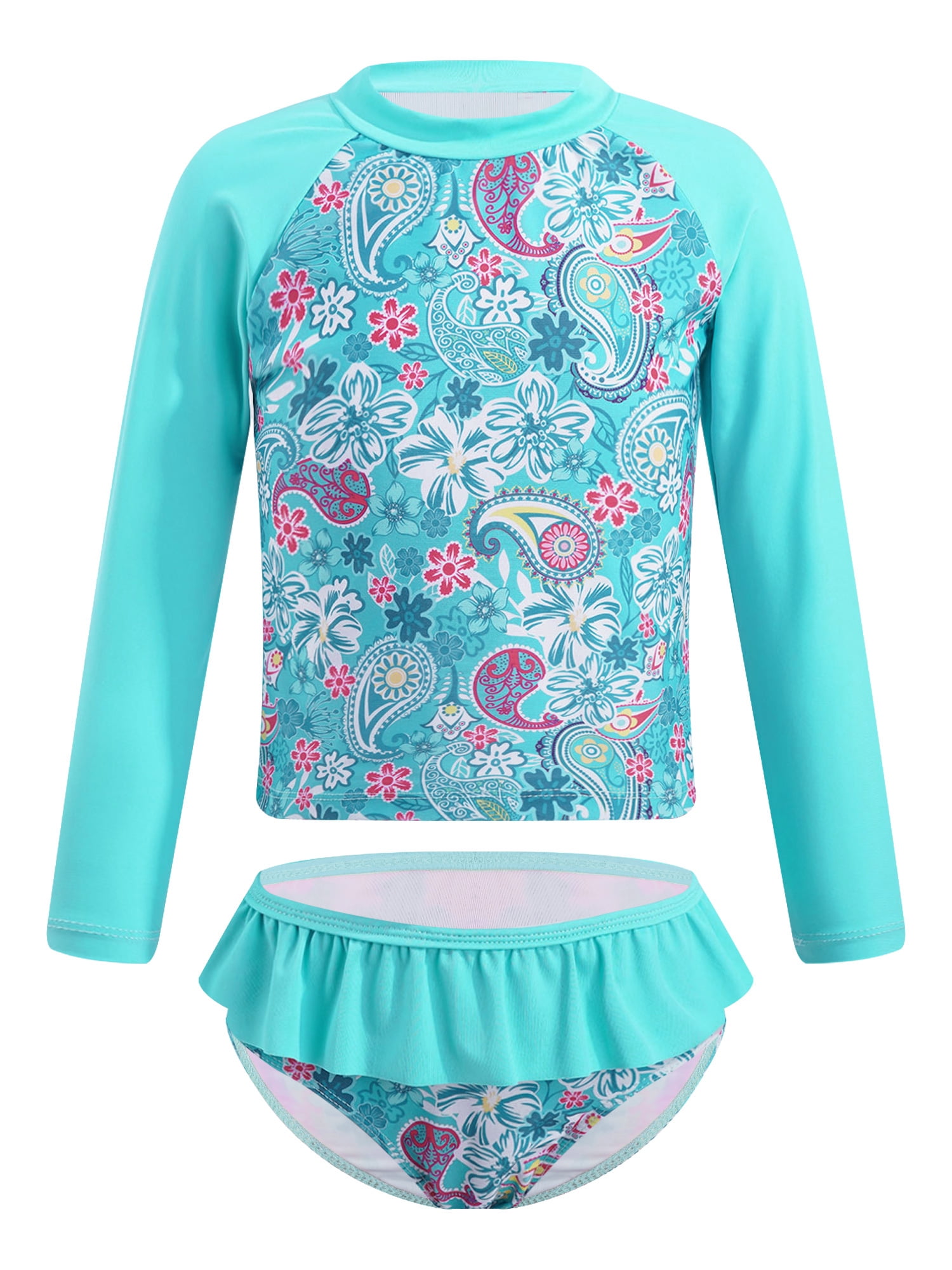 MSemis Girls Mermaid Swimsuit 2-Pieces Rash Guard Sets Bathing Suit ...