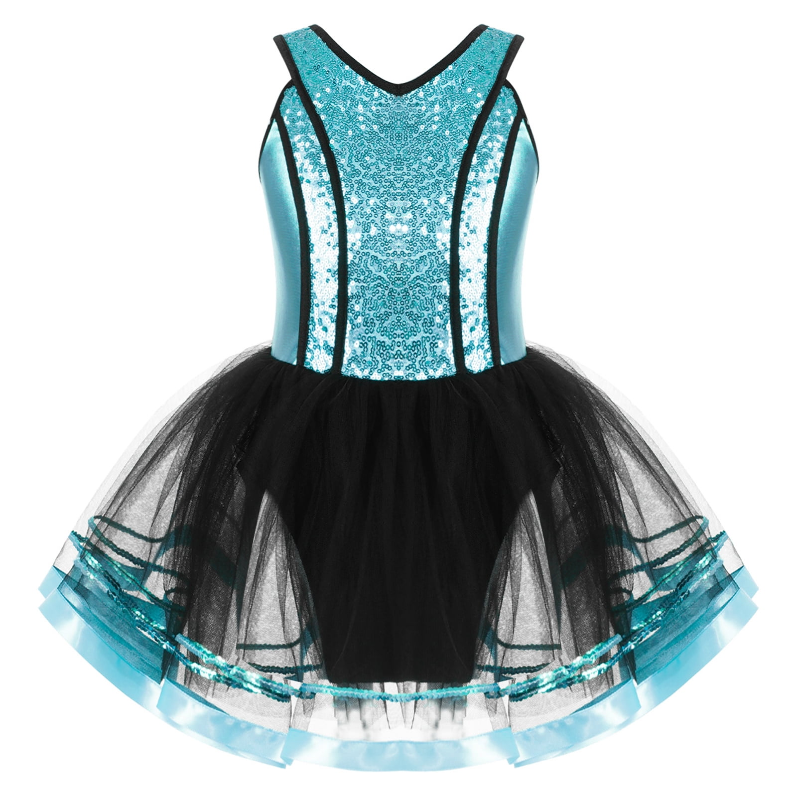 MSemis Girls Sequin Leotard Sparkly Strap Ballet Leotards Tutu Dress ...