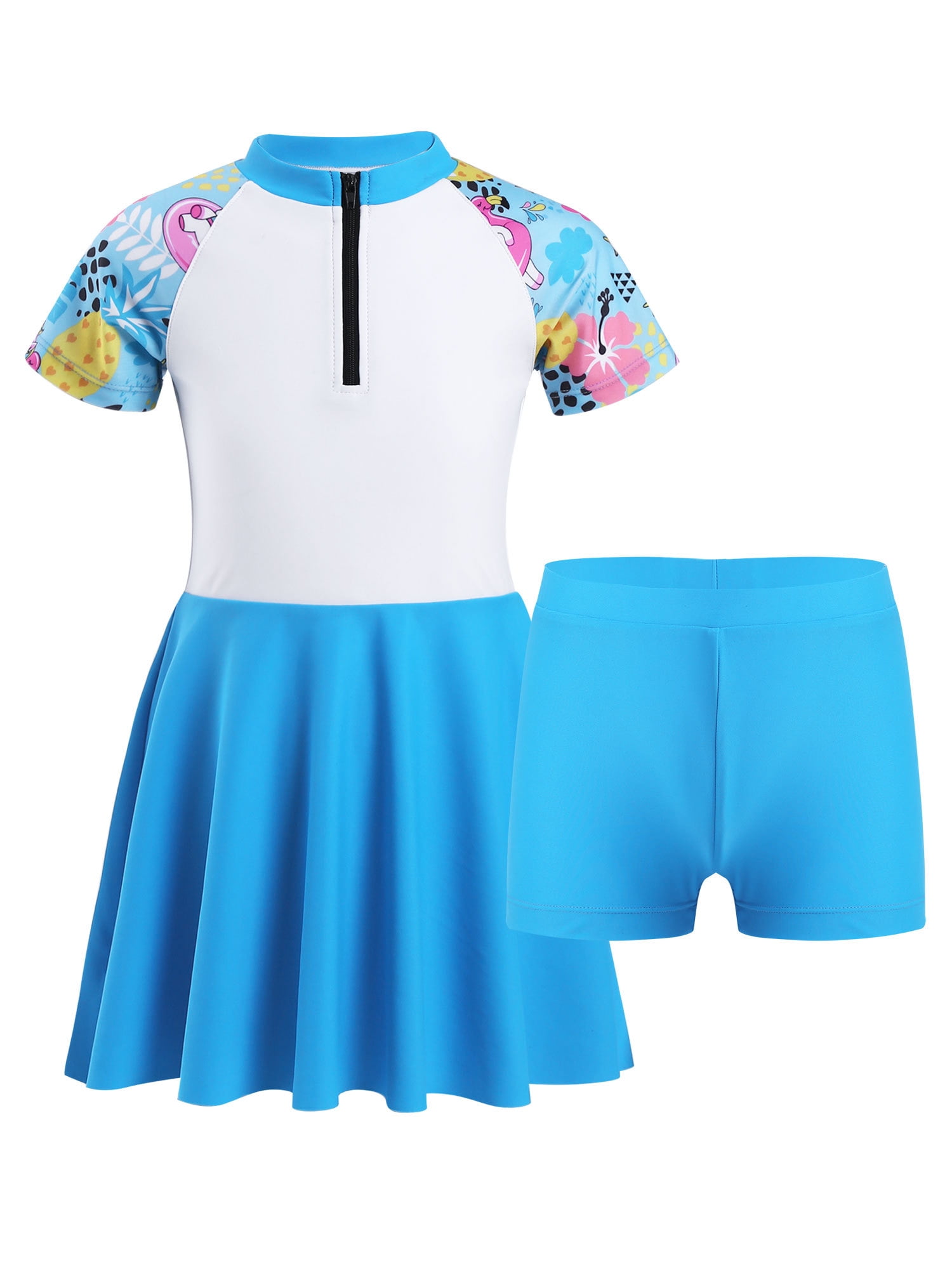MSemis Girls Swimsuit One Piece Swimwear UPF 50+ Skirted Bathing Suit ...