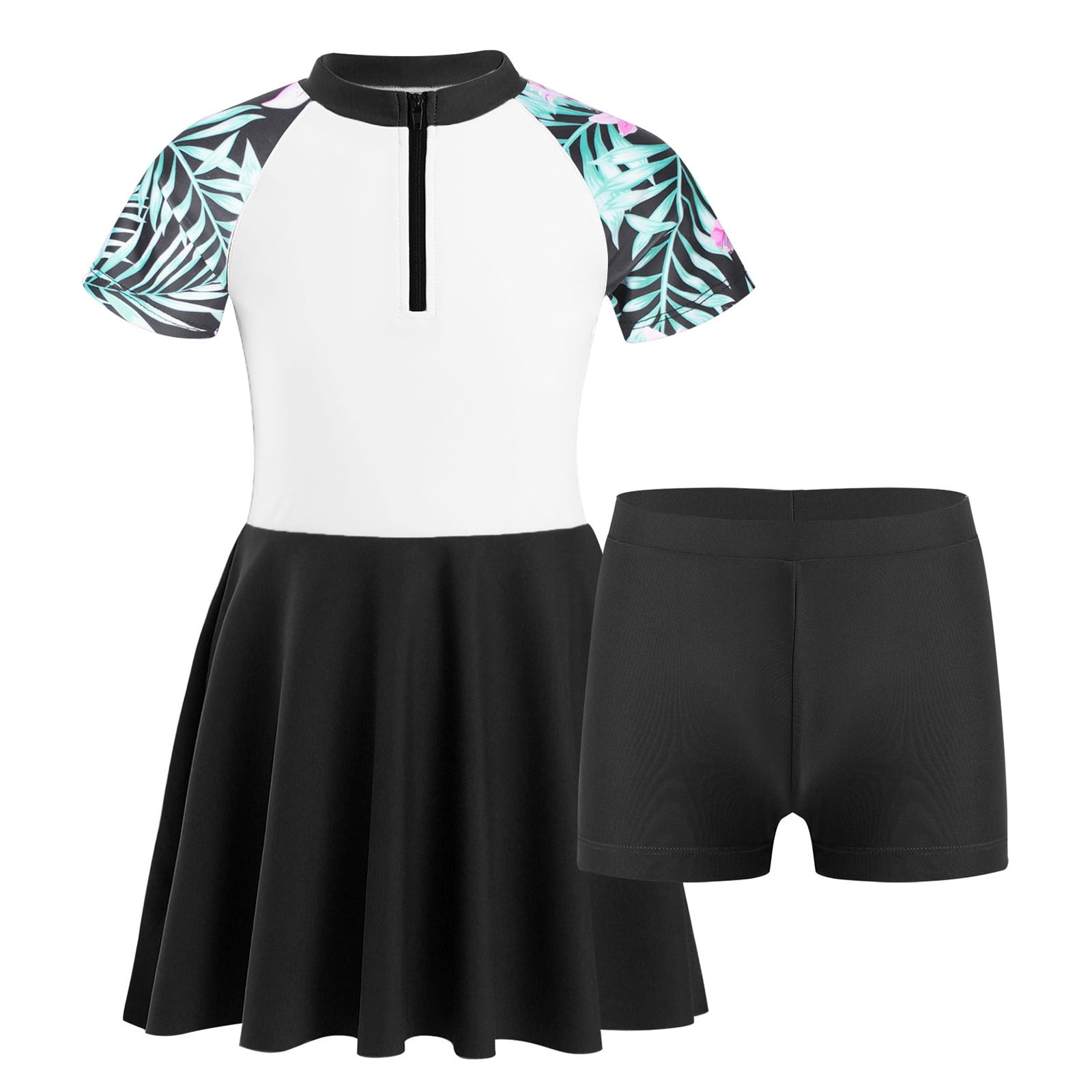 MSemis Girls Swimsuit One Piece Swimwear UPF 50+ Skirted Bathing Suit ...