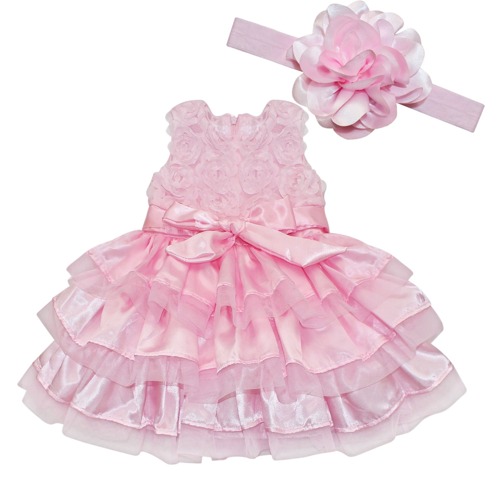 MSemis Inflant Baby Girls' Rosette Flower Girl Dress Baptism With ...