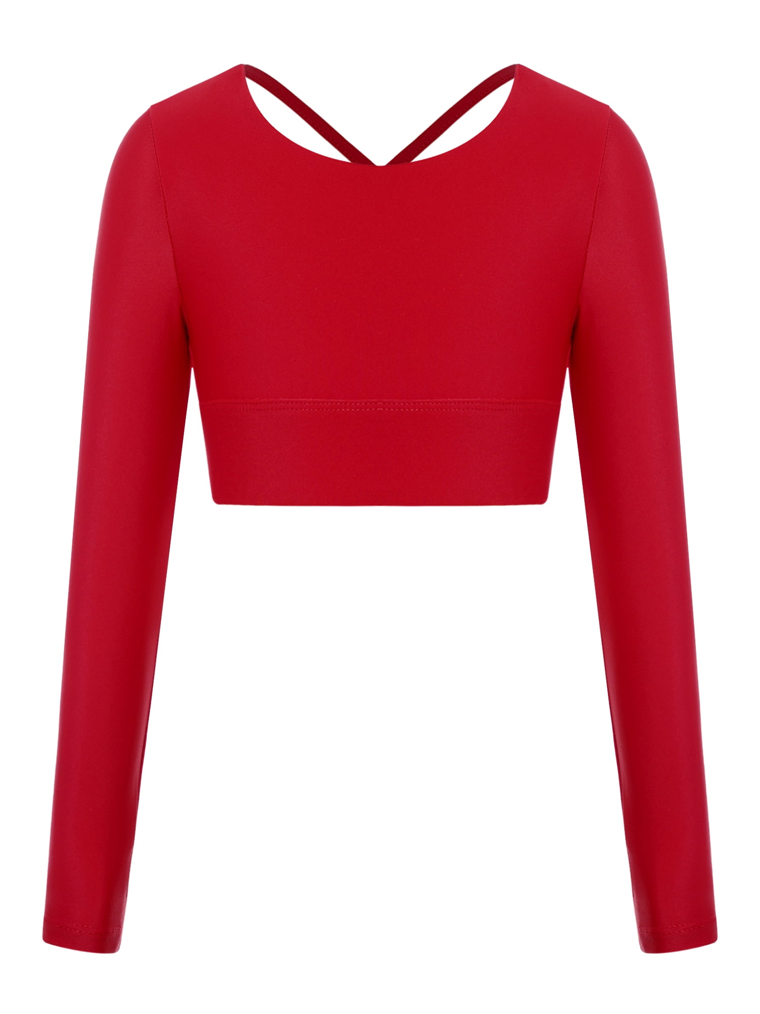 MSemis Kid Girl Long Sleeve Dance Crop Top Yoga Activewear Dancewear ...