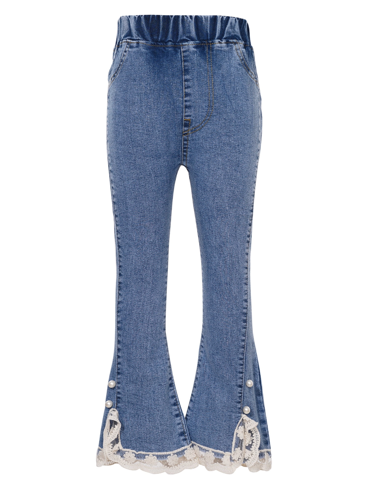 MSemis Kid Girls Youth Junior Denim Jeans Bell Bottom Flare Pants Blue ...