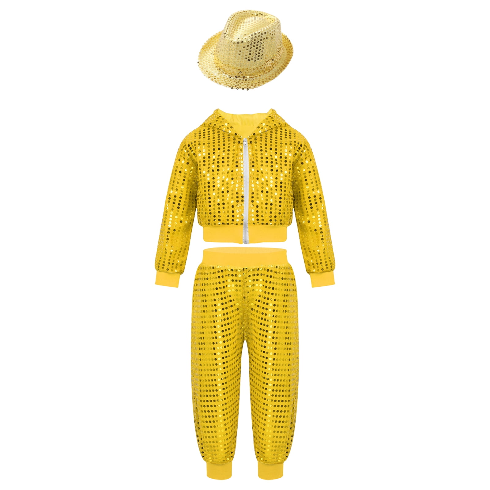 MSemis Kids Boys Girls Hip Hop Jazz Outfits Dancing Costume Sequins ...