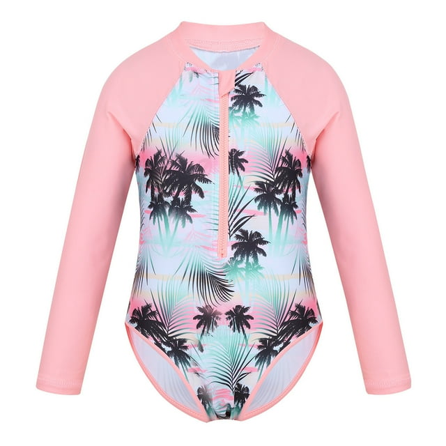 MSemis Kids Girl Long Sleeve Rash Guard Rashguard Swimsuit with UPF 50 ...