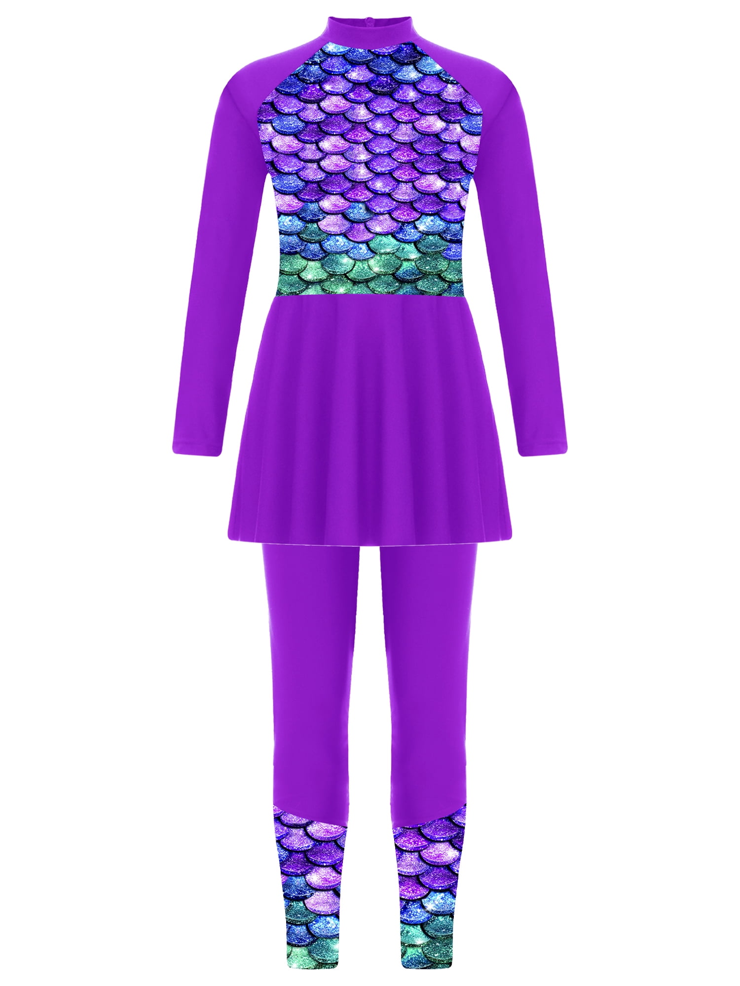 MSemis Kids Girls 2 Piece Modest Swimsuit UPF 50+ Beach Coverups Dress ...