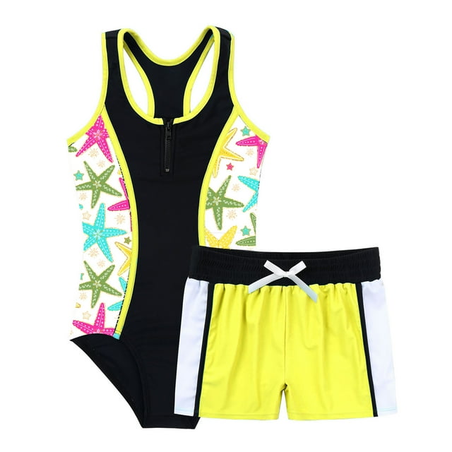 MSemis Kids Girls 2 Piece Tankini Set Rash Guard One-piece Swimsuit ...