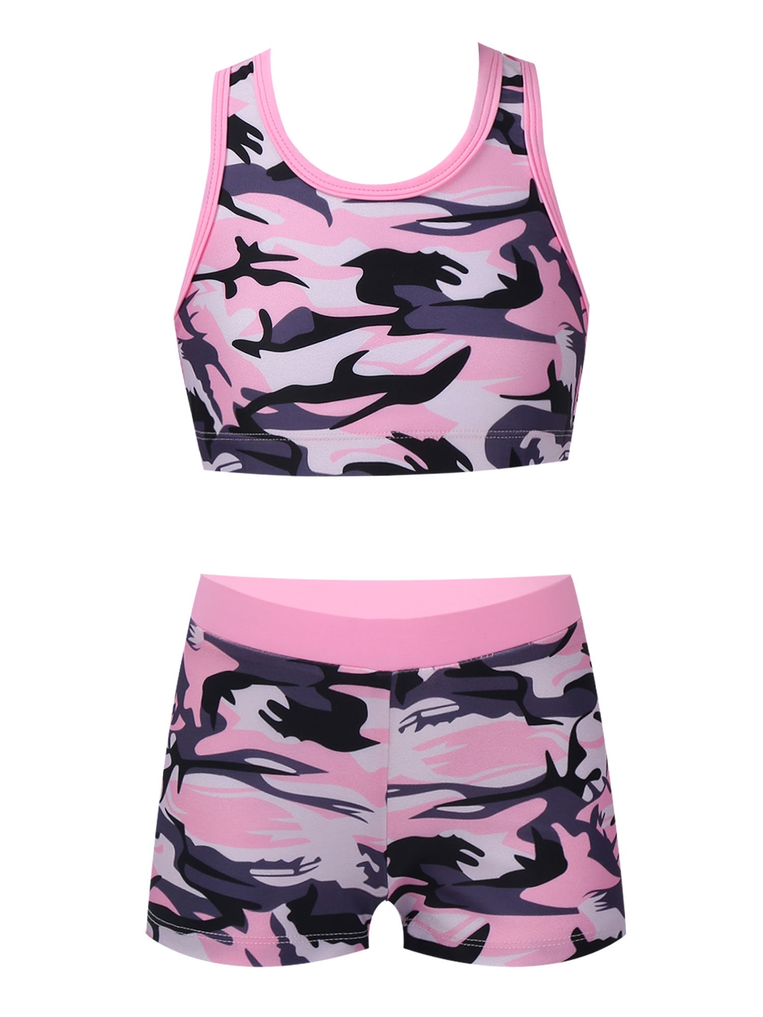 MSemis Kids Girls 2 Piece Tankini Swimsuit Bikini Set Racerback Tank ...