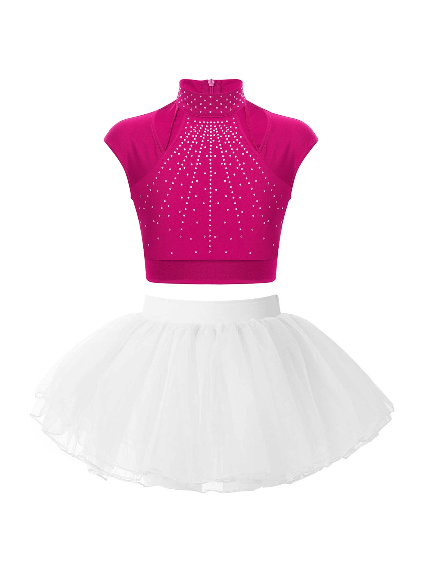 MSemis Kids Girls 2 Pieces Gymnastic Dance Costume Cropped Tops with ...