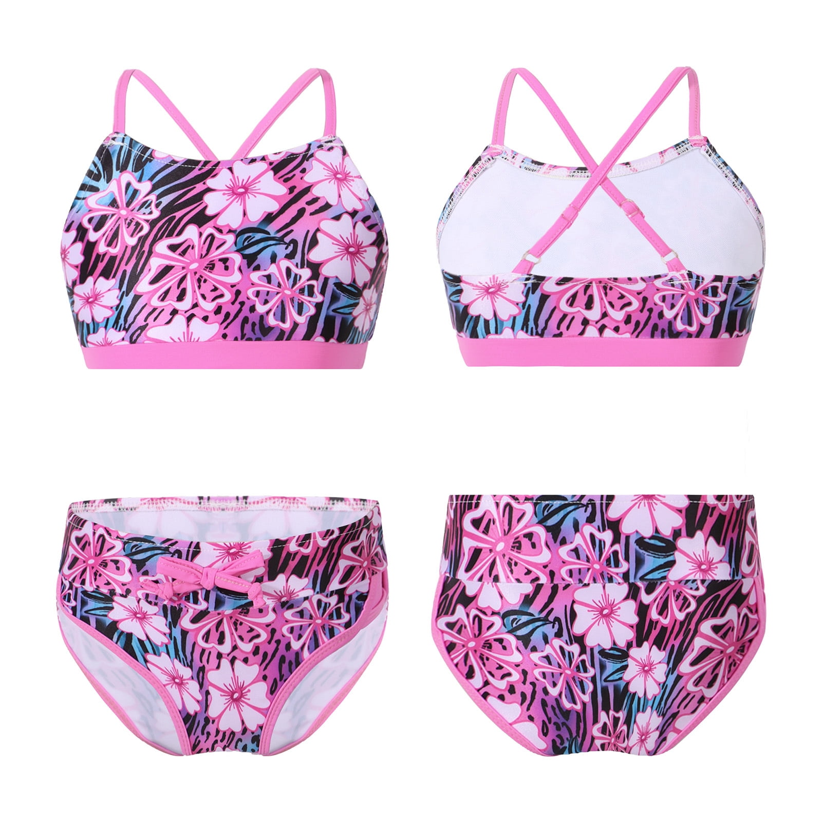 MSemis Kids Girls 2Pcs Swimwear Bathing Suit Crop Top with Bottom Swim ...