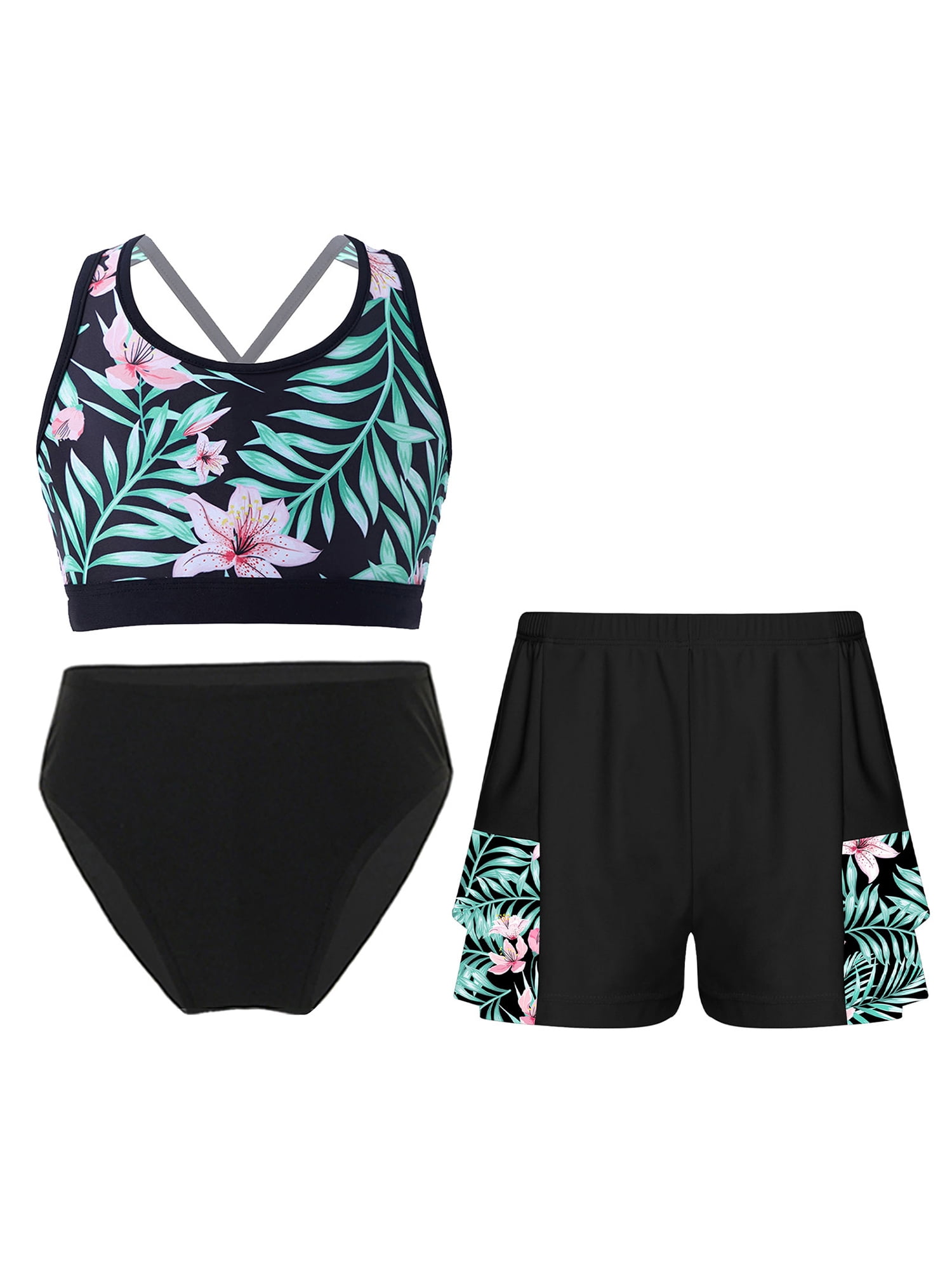 MSemis Kids Girls 3 Pieces Swimwear Swimsuit Set with Briefs for Summer ...