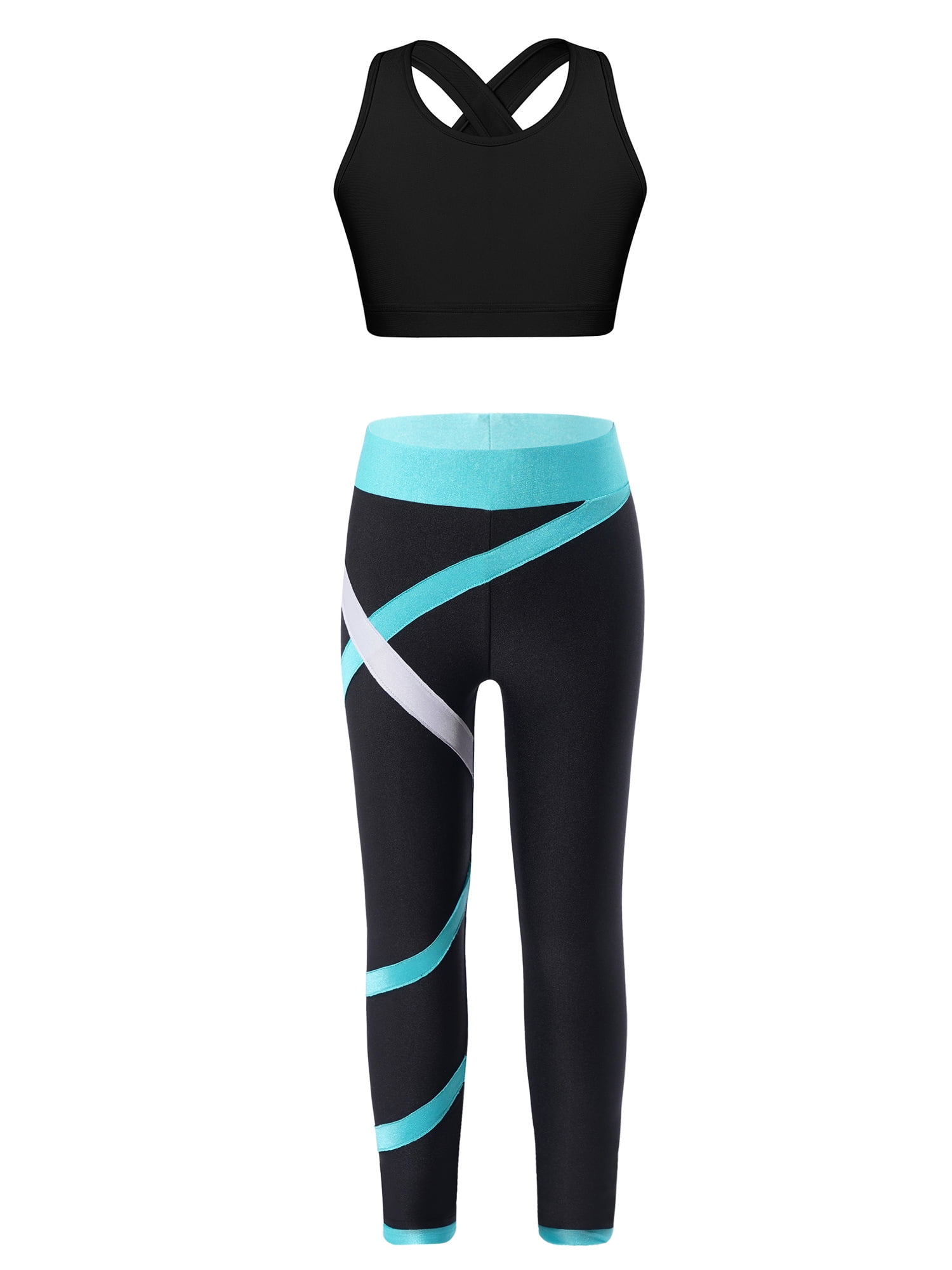 MSemis Kids Girls Athletic Dance Crop Top and Legging Gymnastics Dance ...