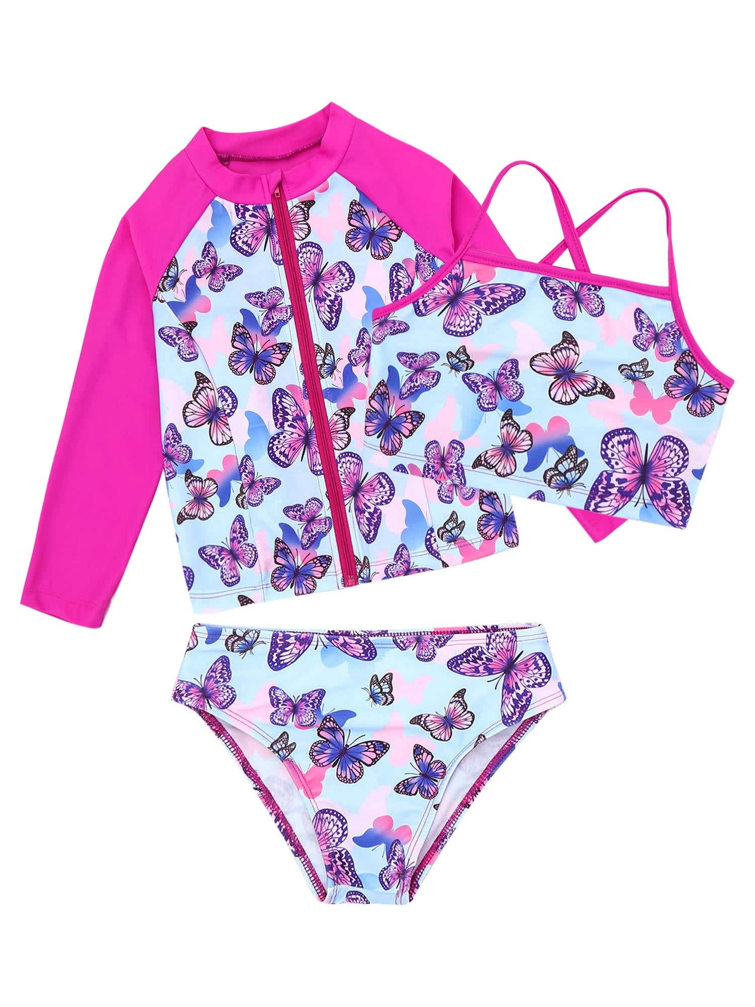 MSemis Kids Girls Beachwear Sun Protection Rash Guard Shirt Bikini Set ...