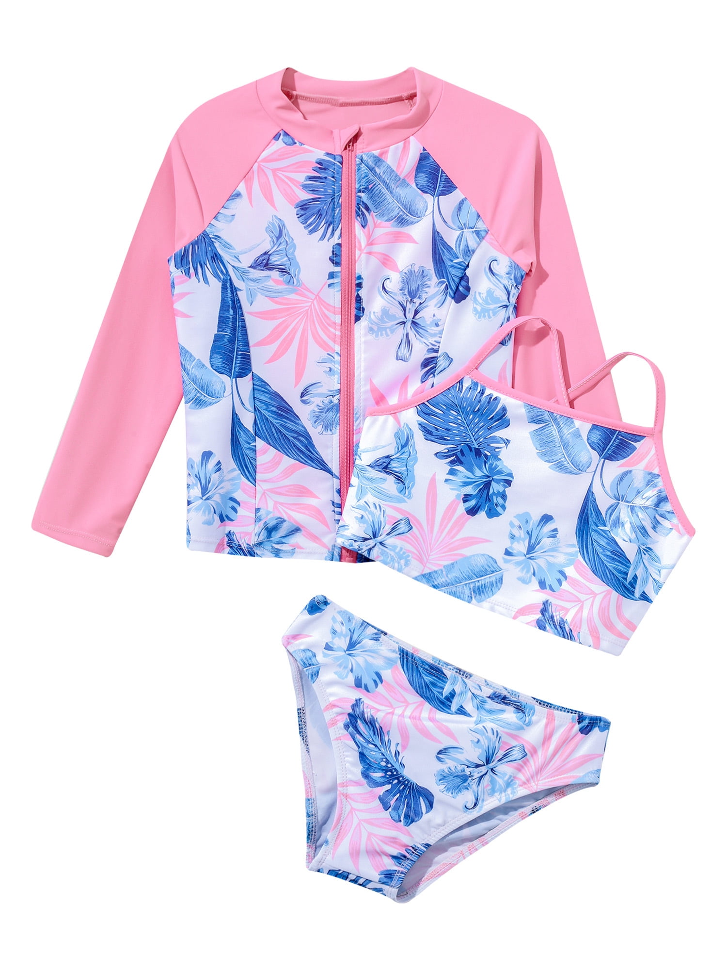 MSemis Kids Girls Beachwear Sun Protection Rash Guard Shirt Bikini Set ...