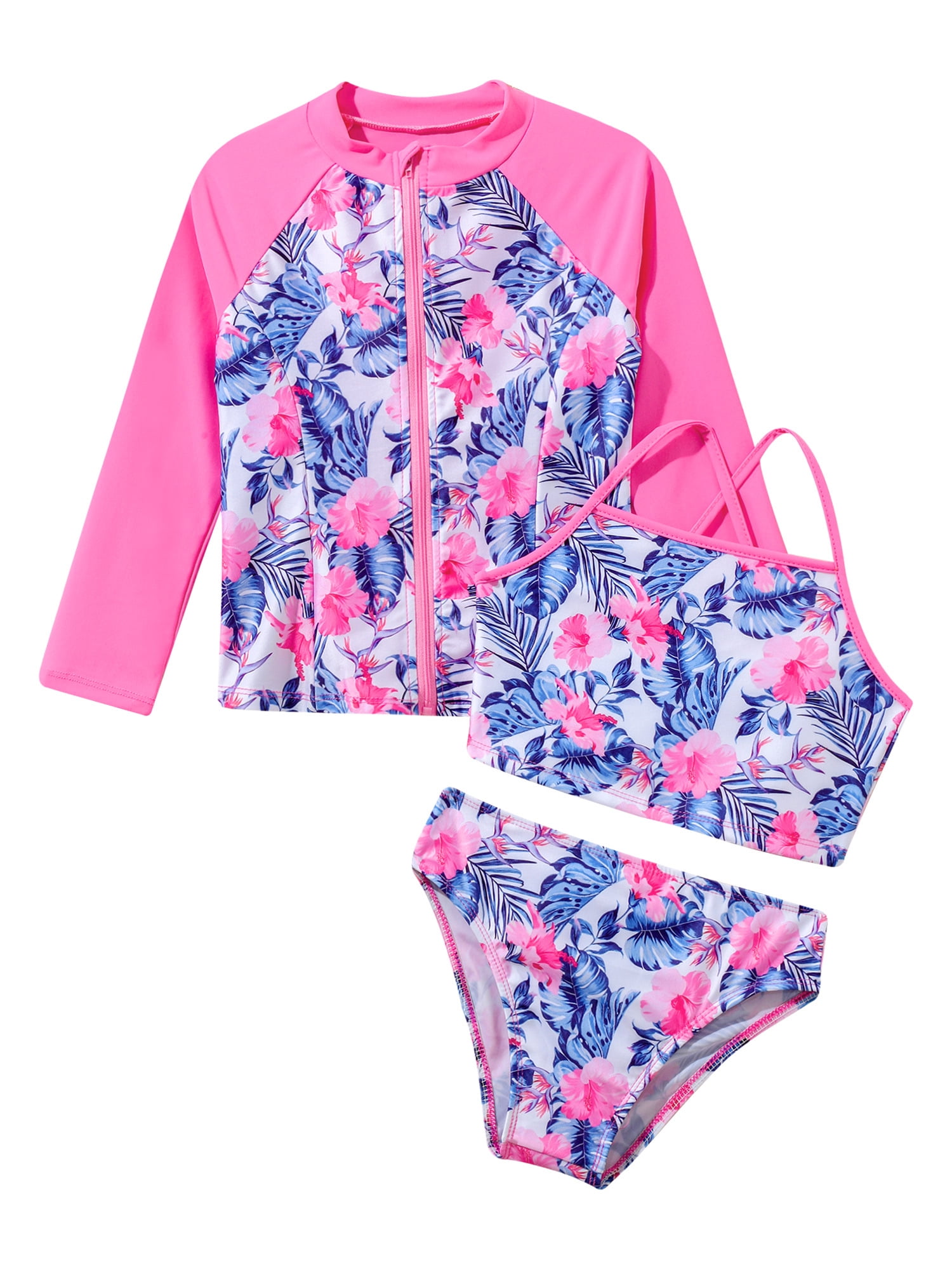 MSemis Kids Girls Beachwear Sun Protection Rash Guard Shirt Bikini Set ...