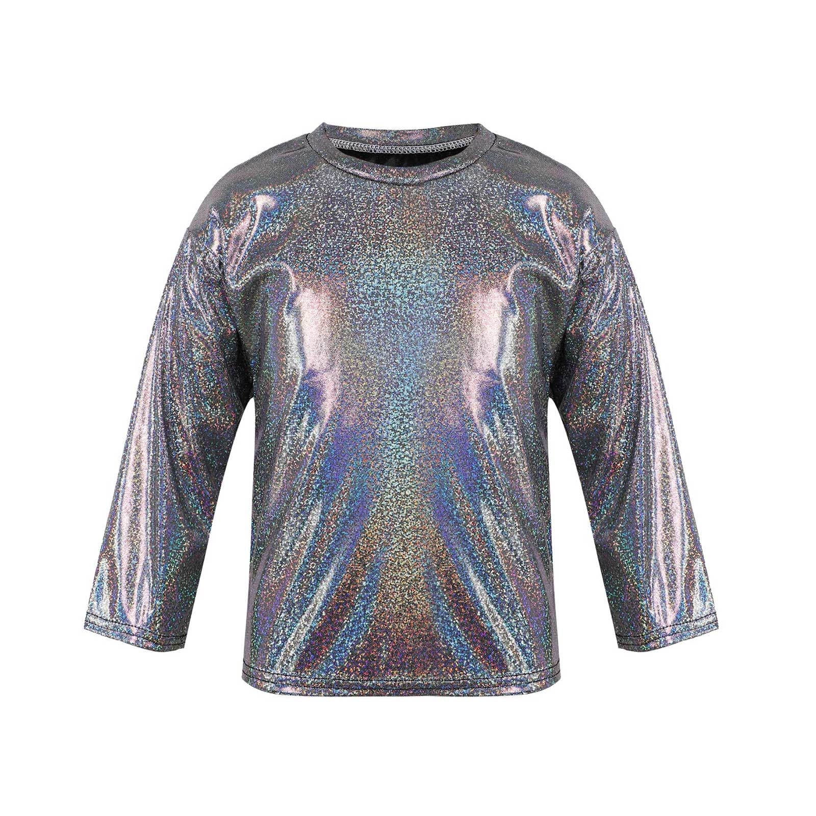MSemis Kids Girls Boys Shiny Metallic Dance Tee Shirts - Walmart.com