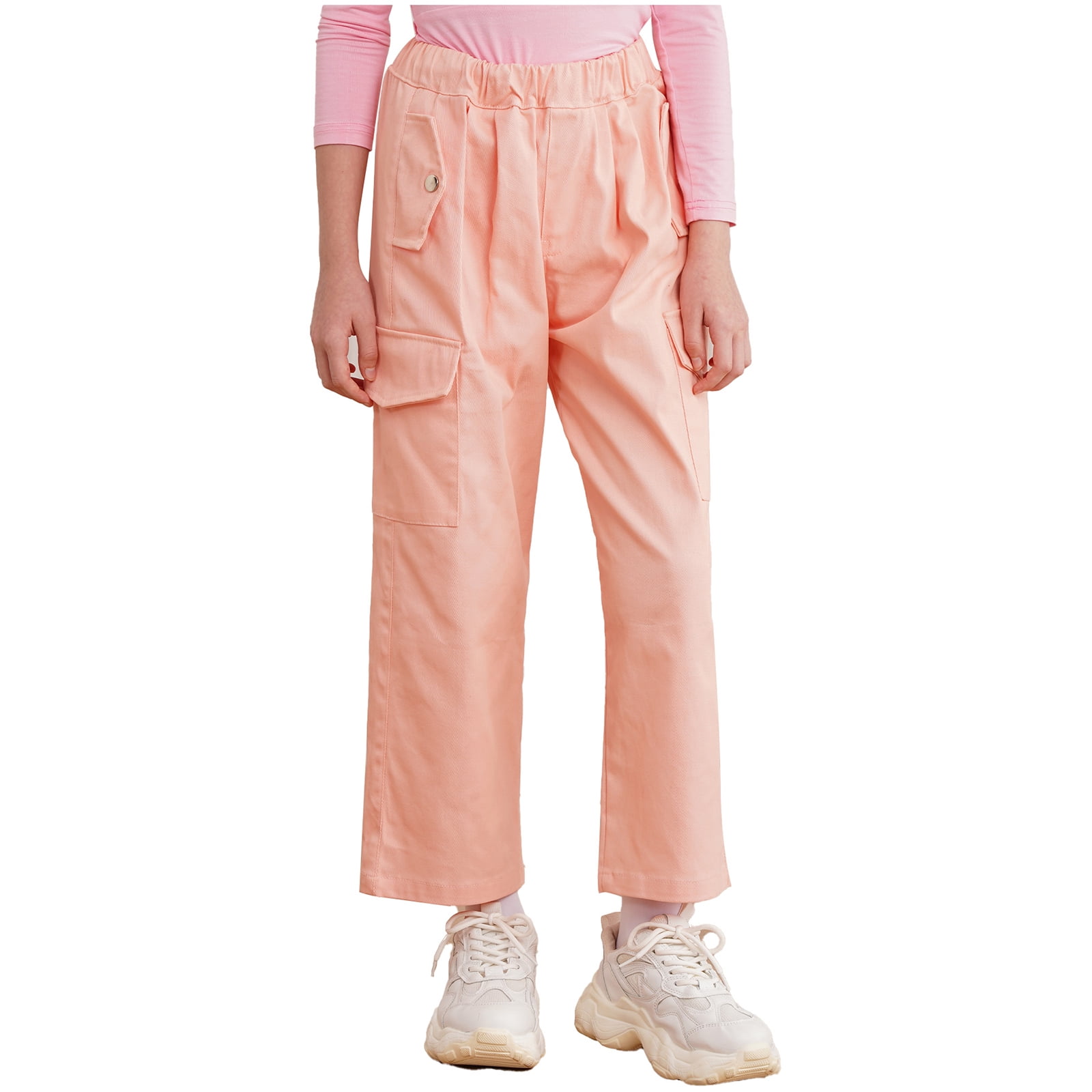 MSemis Kids Girls Cargo Jogger Pants Sports Pockets Trousers Sweatpants ...