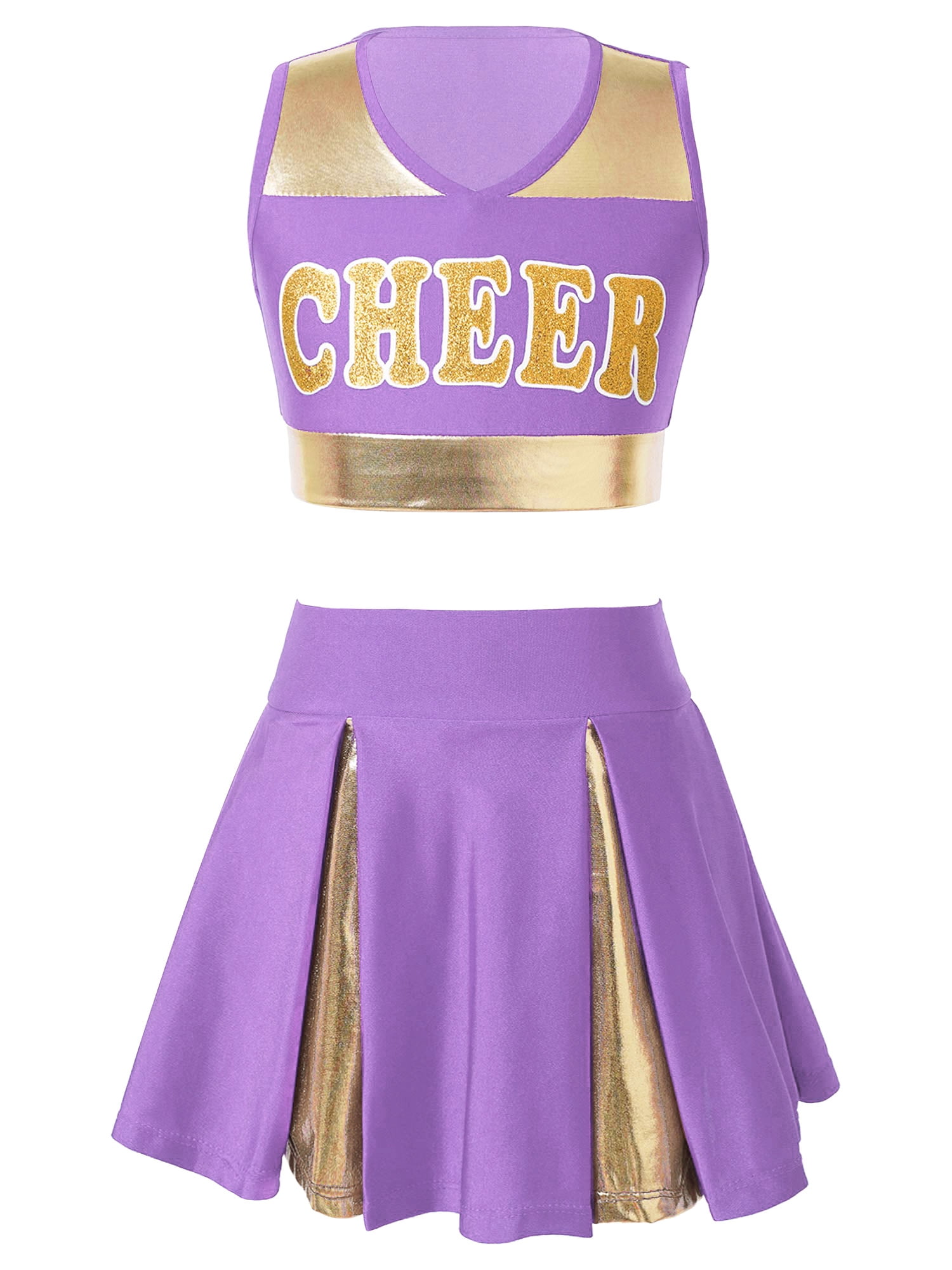 MSemis Kids Girls Cheer Leader Costumes Sleeveless Cheerleading Uniform ...