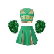 CHICTRY 2Pcs Girls Cheerleading Outfit Cropped Top with Skirt Set ...
