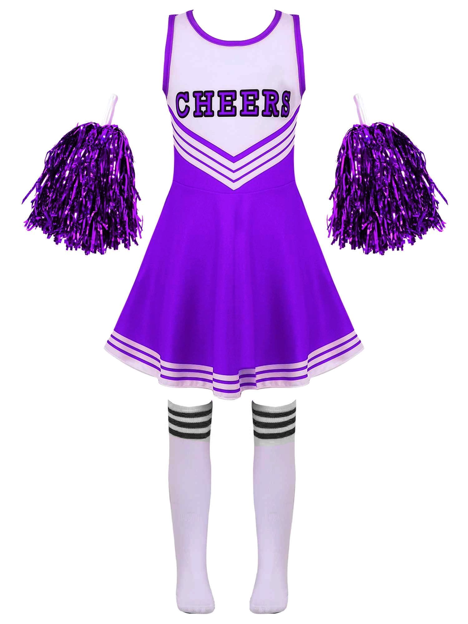 MSemis Kids Girls Cheerleader Outfits School Uniform Dress and Socks ...
