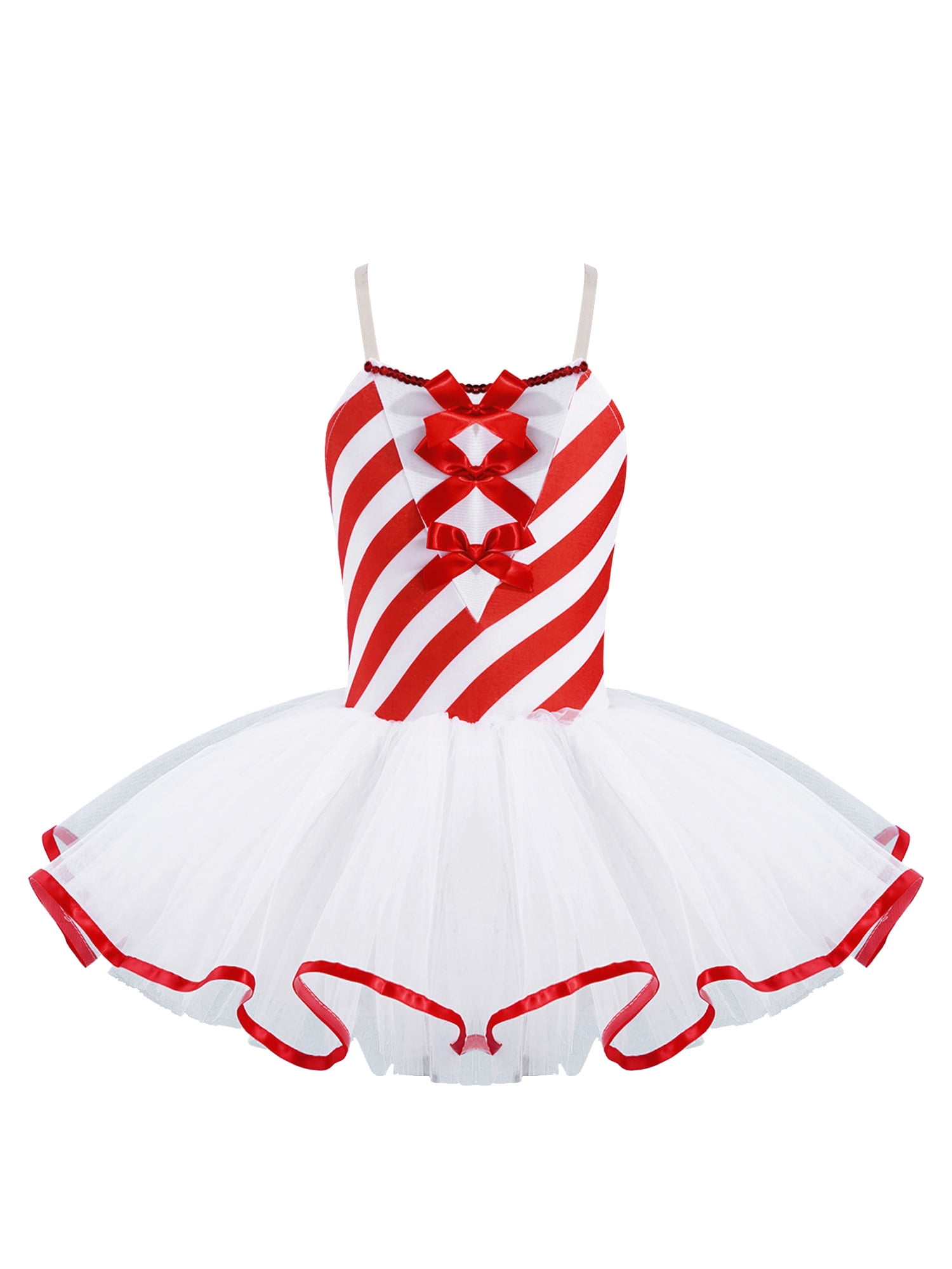 MSemis Kids Girls Christmas Candy Cane Tutu Skirt Dance Dress with ...