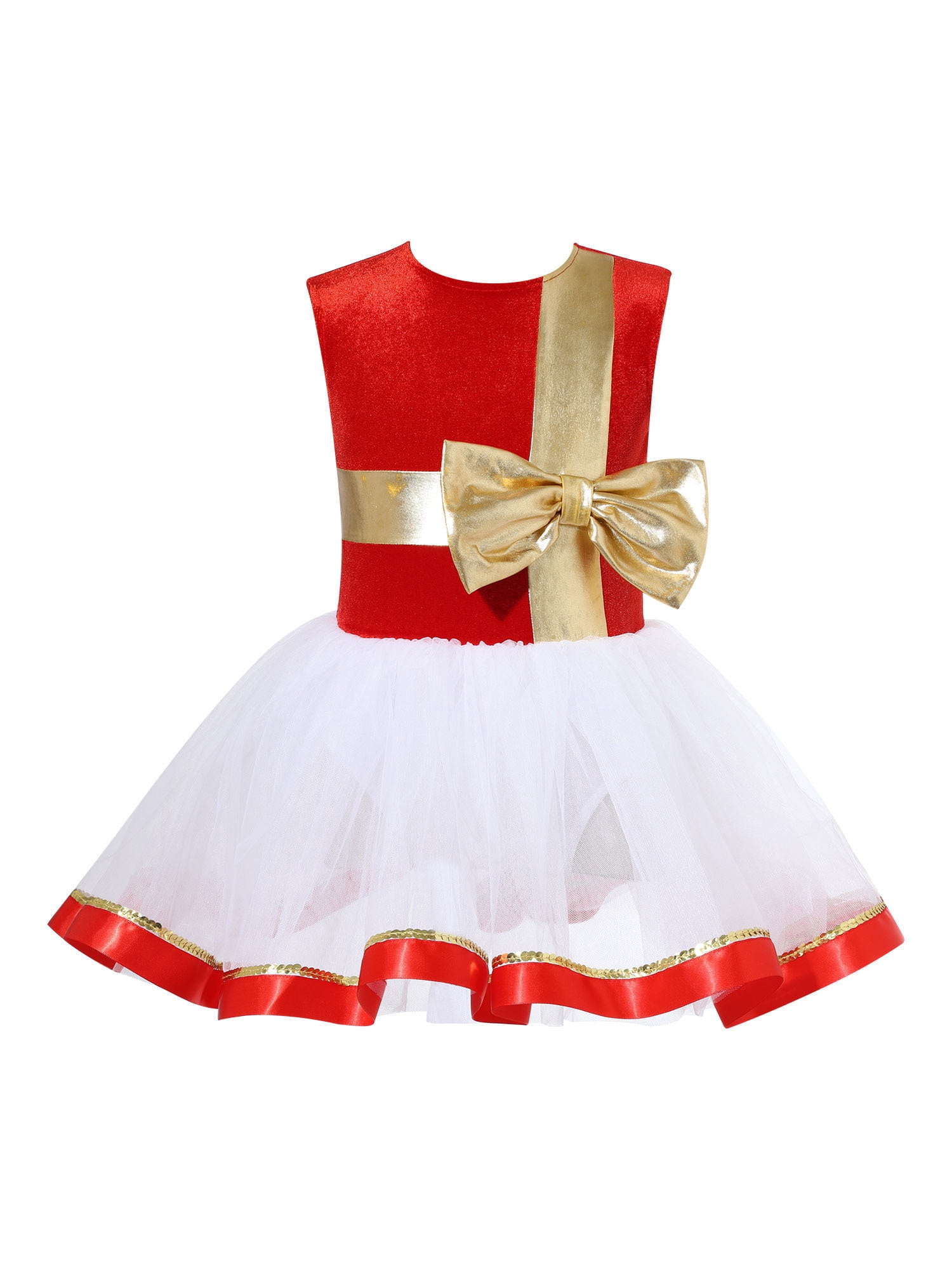 MSemis Kids Girls Christmas Santa Claus Ballet Tutu Figure Ice Skating ...