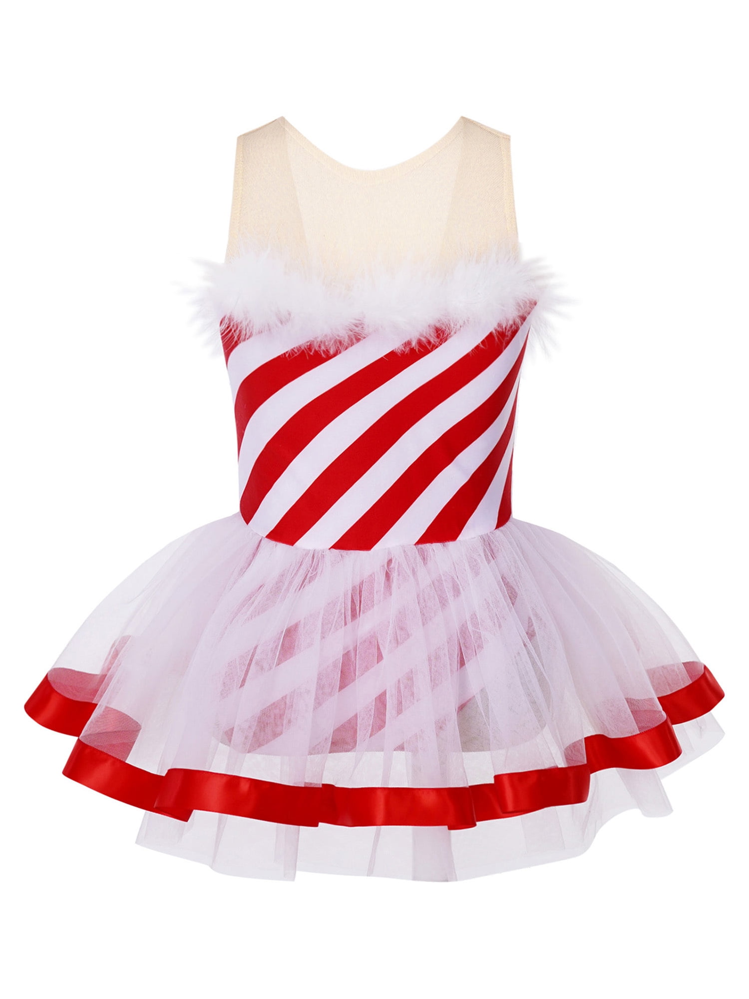 MSemis Kids Girls Christmas Tutu Dress Princess Red Stripe Leotard ...