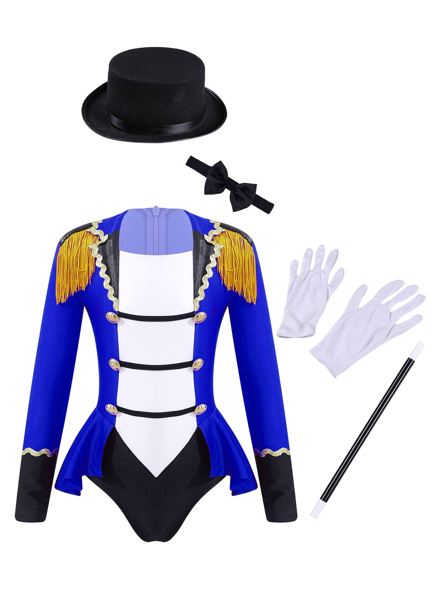 MSemis Kids Girls Circus Ringleader Outfits Lion Tamer Tassel Leotard ...