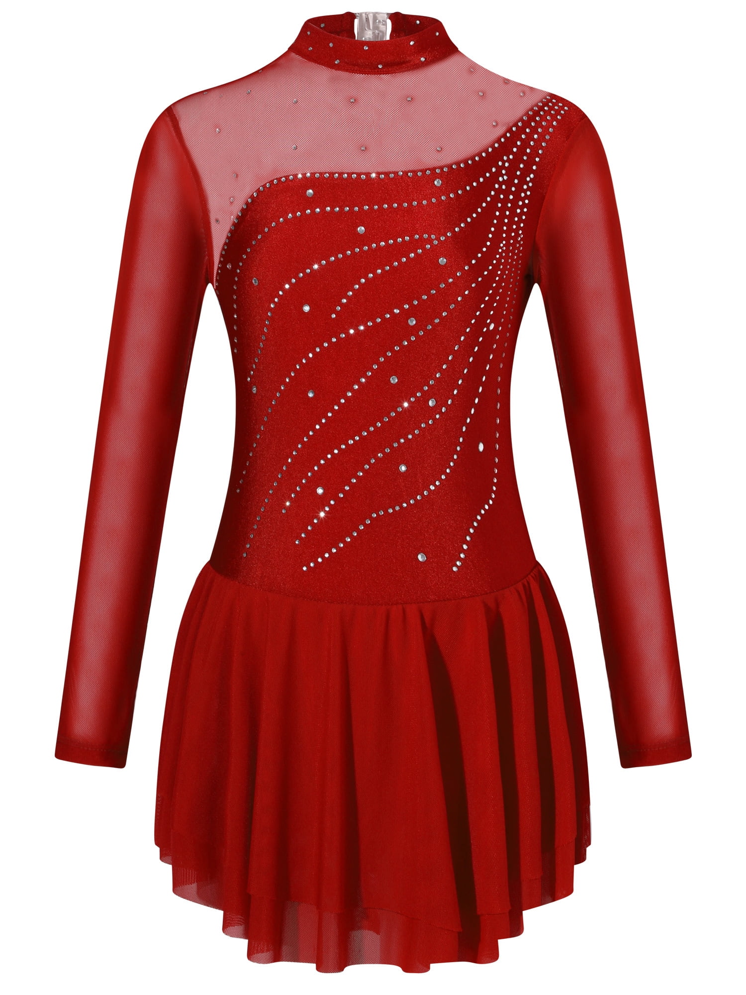 MSemis Kids Girls Figure Ice Skating Dress Burgundy 6 - Walmart.com