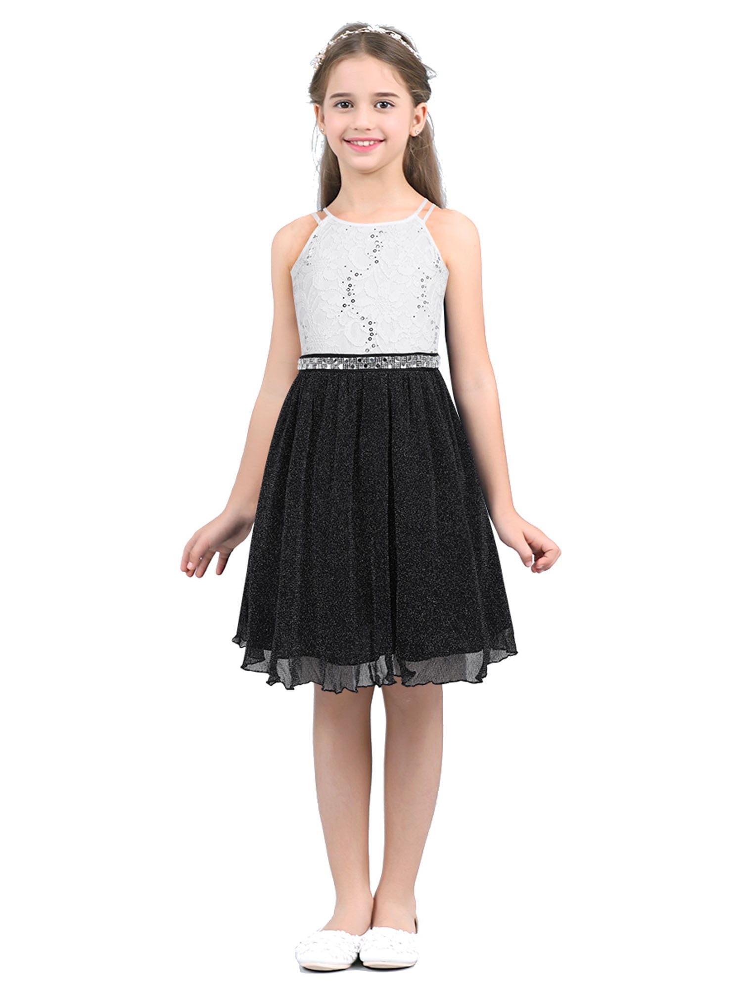 MSemis Kids Girls Flower Lace Sequins Layered Dress for Wedding Pageant ...