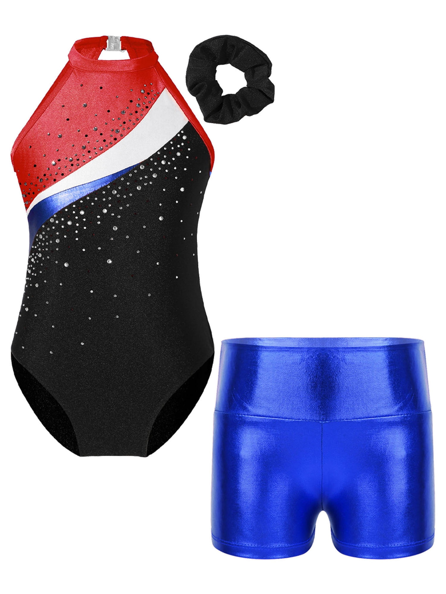 MSemis Kids Girls Gymnastic Leotard Outfits with Metallic Shorts Hair ...