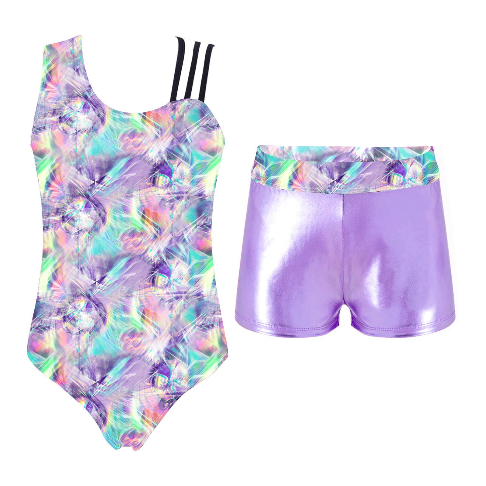 MSemis Kids Girls Gymnastics Dance Leotard with Shorts Set Bodysuit ...