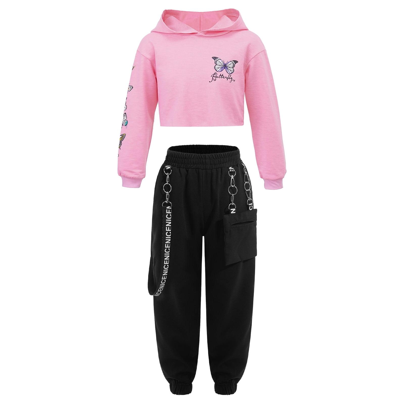 MSemis Kids Girls Hooded Sweatshirt with Sweatpants Hip Hop Dance ...